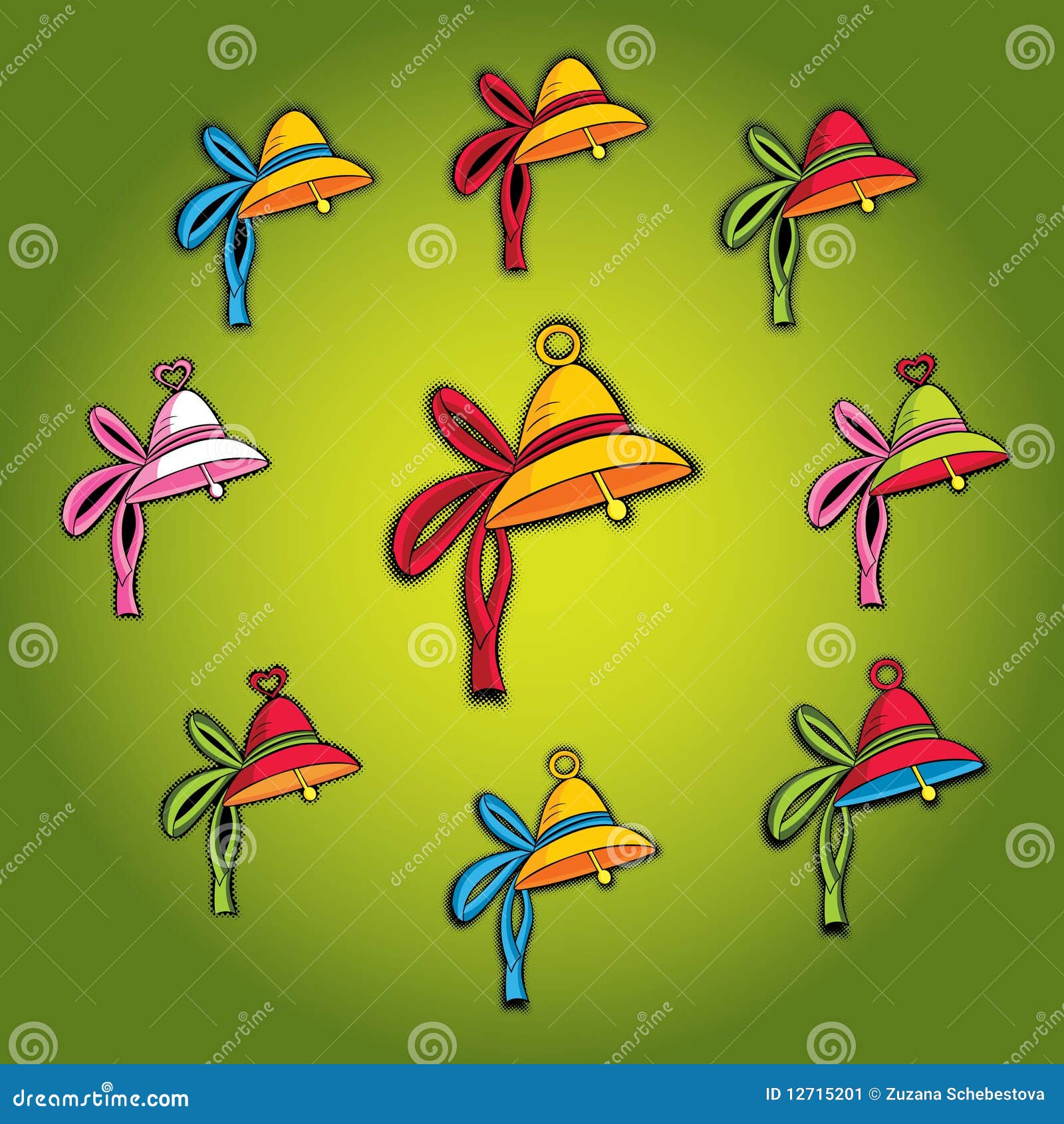 Little bell with ribbon stock illustration. Illustration of cute - 12715201