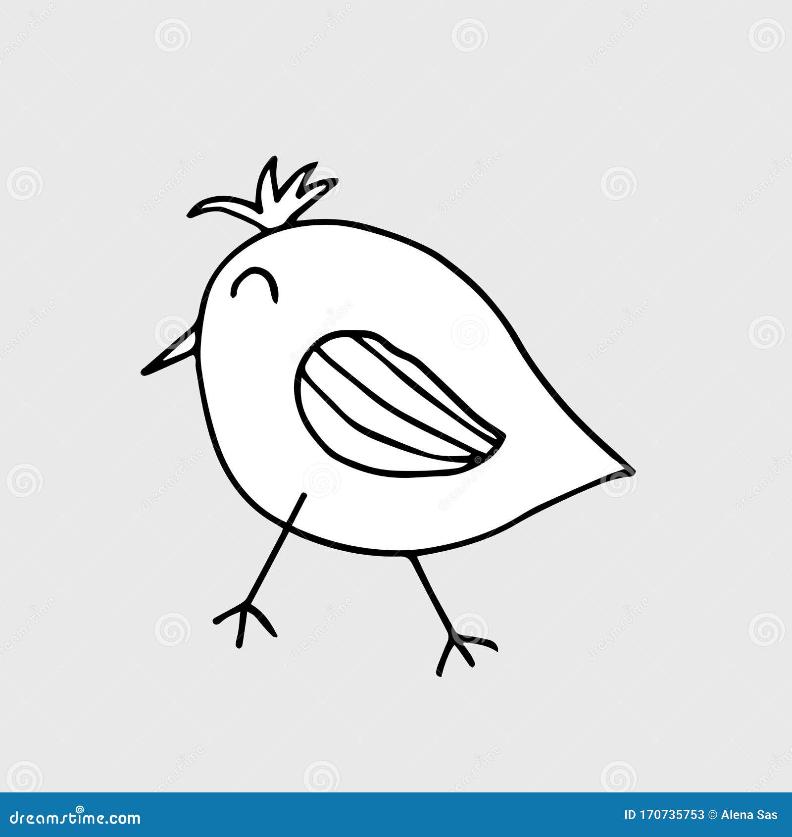 Little Bird Hand Drawn in Doodle Style. Vector Element for Decor Stock ...