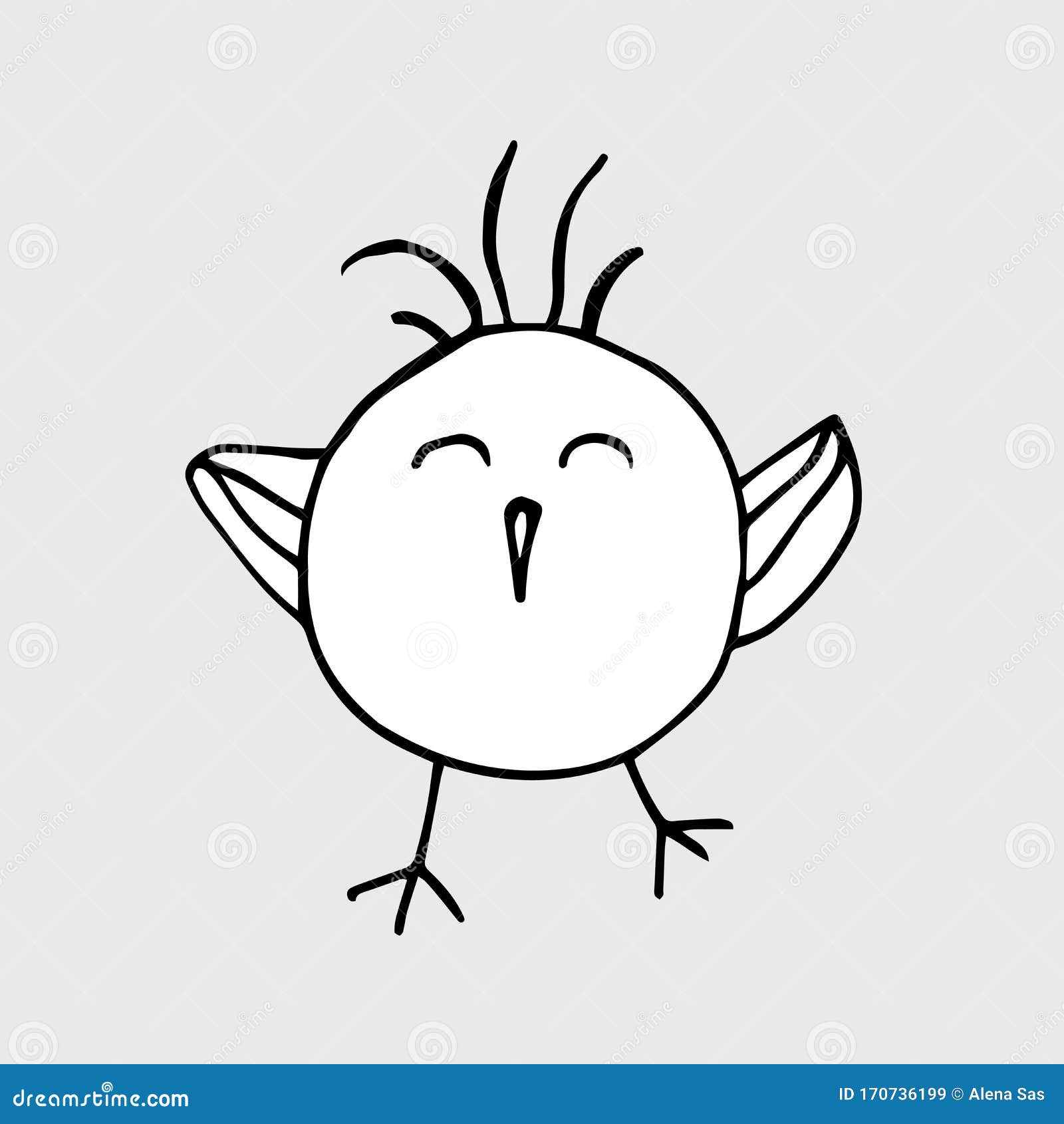 Little Bird Hand Drawn in Doodle Style. Vector Element for Decor Stock ...
