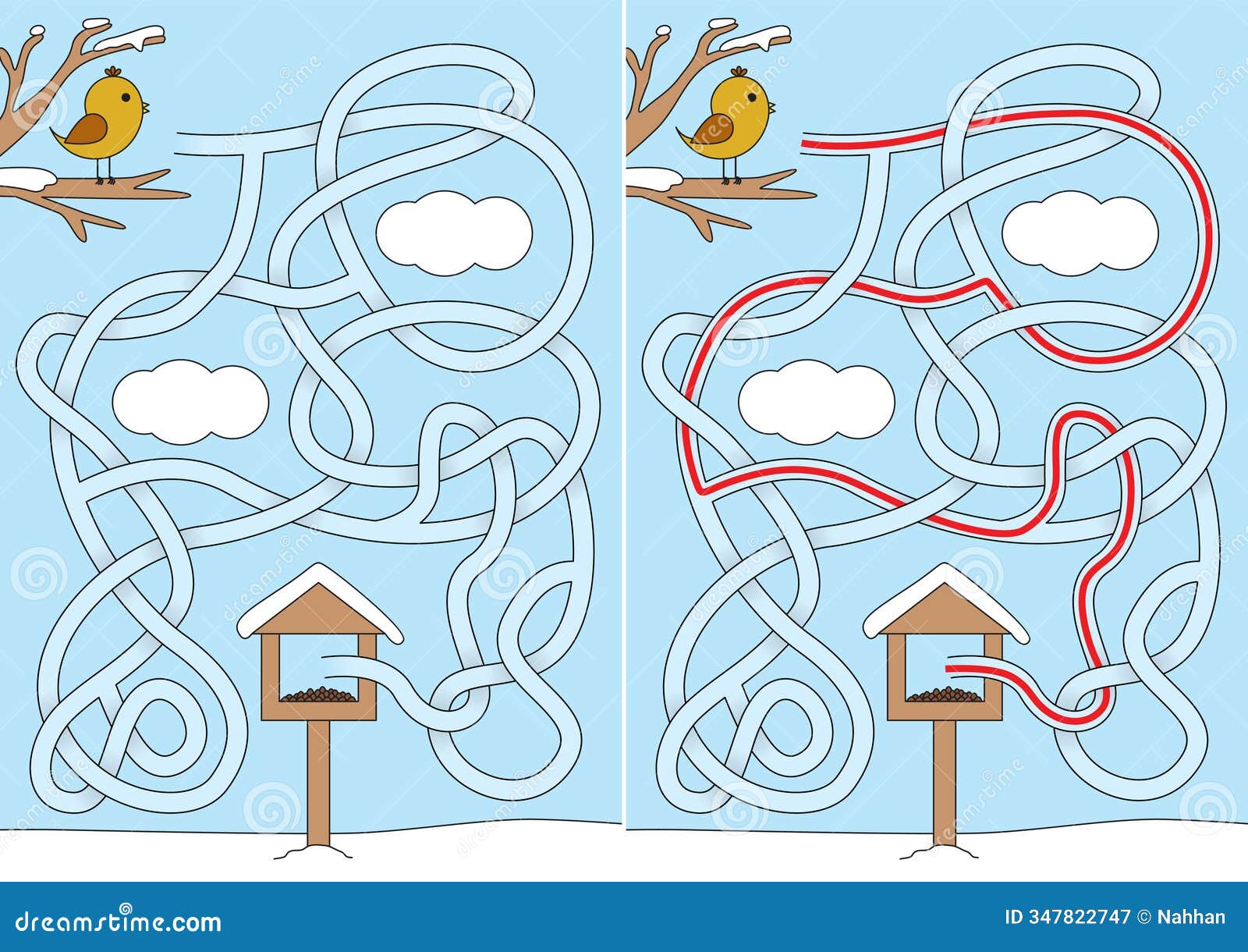 Little bird maze stock illustration. Illustration of solution - 347822747