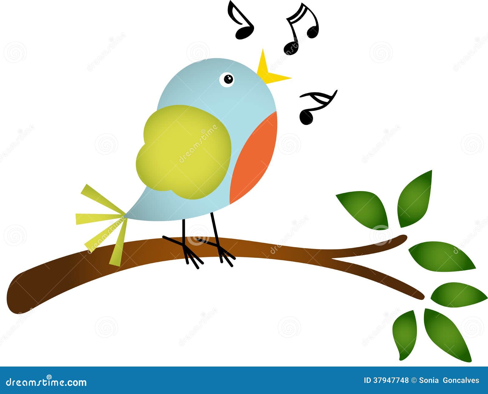 Little Bird Singing On A Tree Branch Stock Vector - Illustration: 37947748 Little Bird Singing On A Tree Branch Stock Vector - Illustration: 37947748