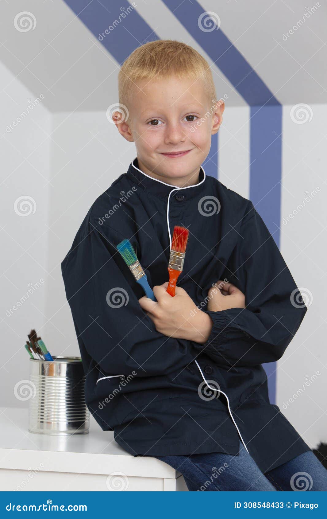 A Little Blond Boy Sitting with Paintbrushes in His Hands Stock Image ... A Little Blond Boy Sitting with Paintbrushes in His Hands Stock Image ...
