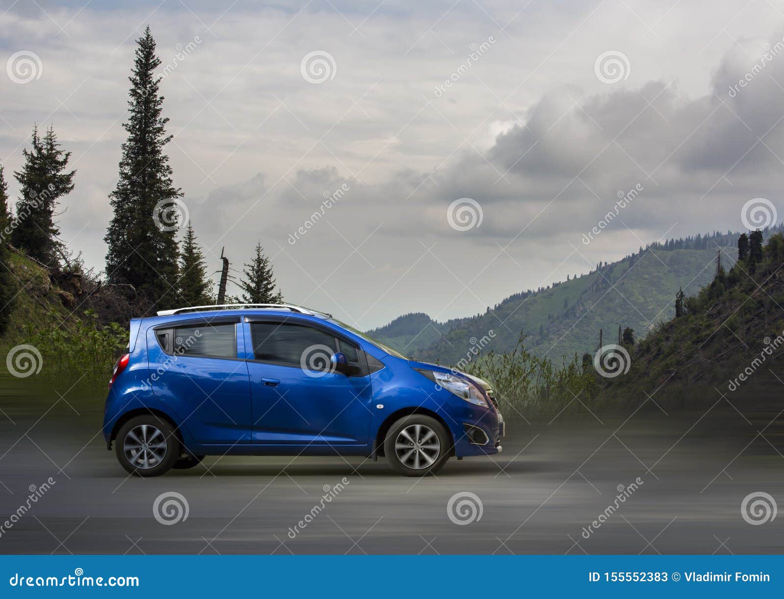 Little blue car traveling. stock image. Image of little - 155552383