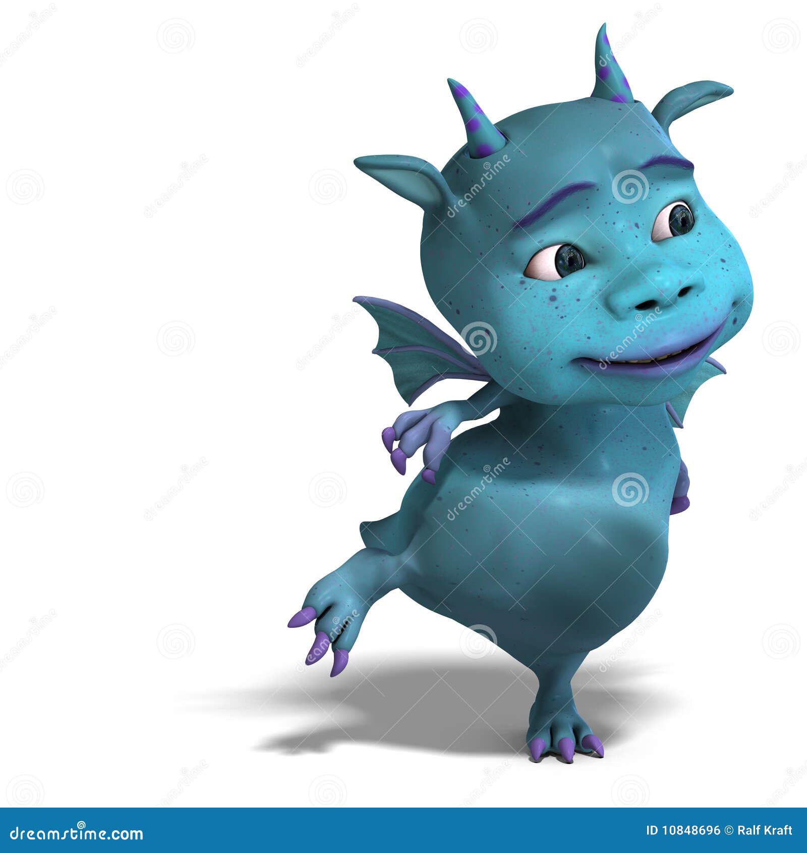 Little Blue Cute Toon Dragon Devil Stock Illustration - Illustration of ...