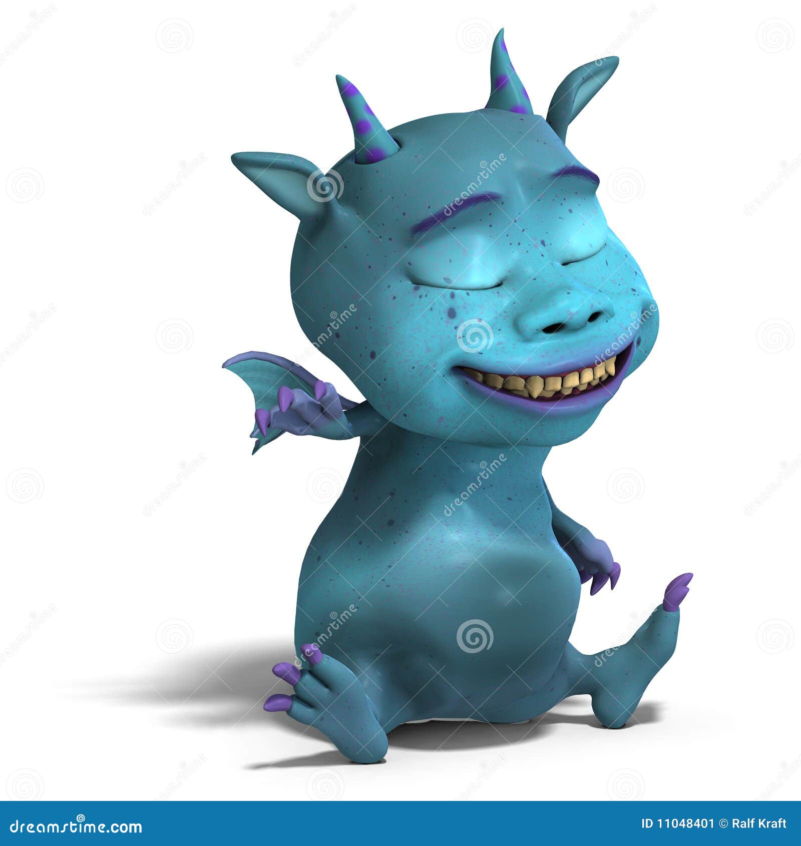 Little Blue Cute Toon Dragon Devil Stock Illustration - Illustration of ...