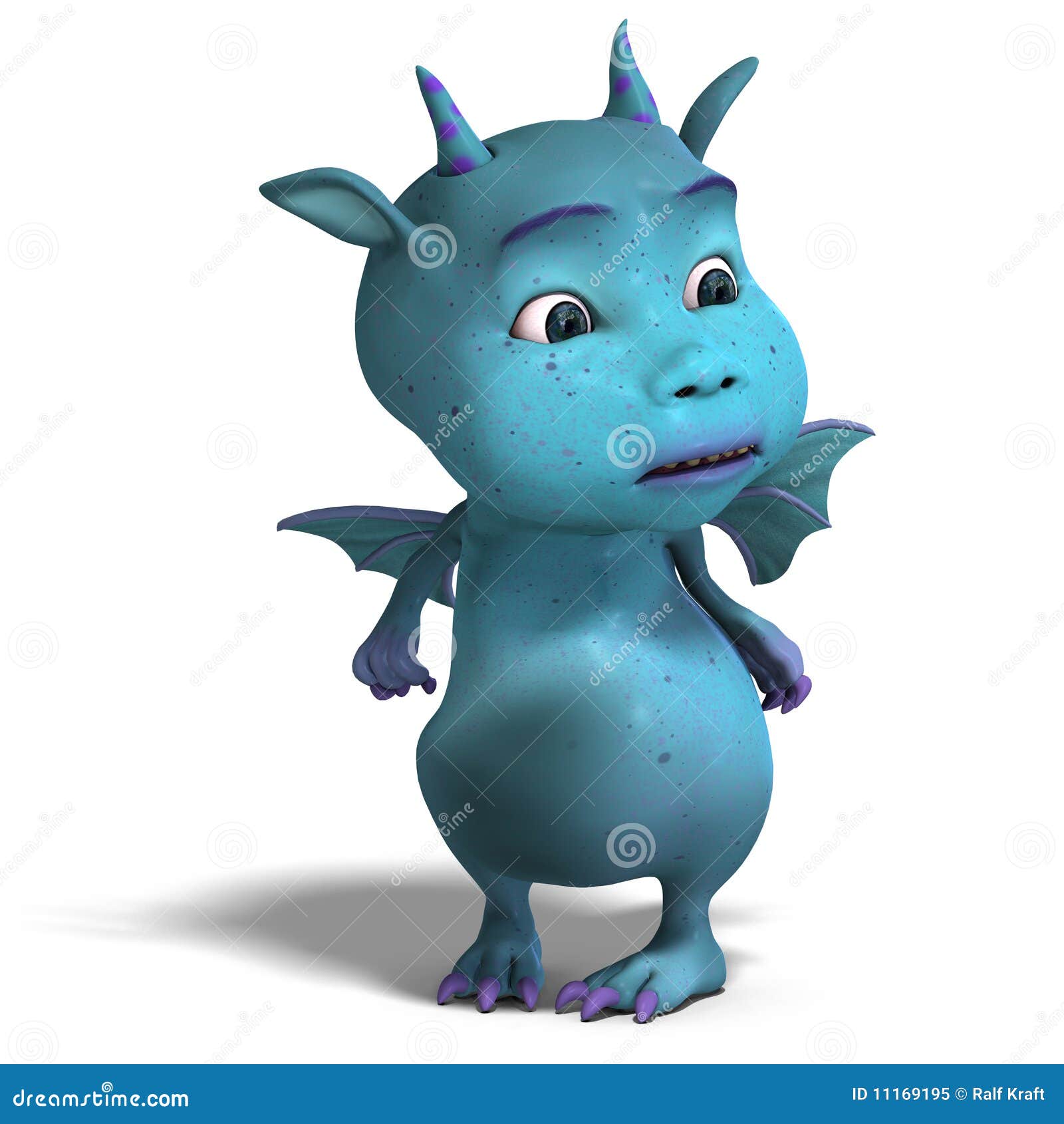 Little Blue Cute Toon Dragon Devil Stock Illustration - Illustration of ...