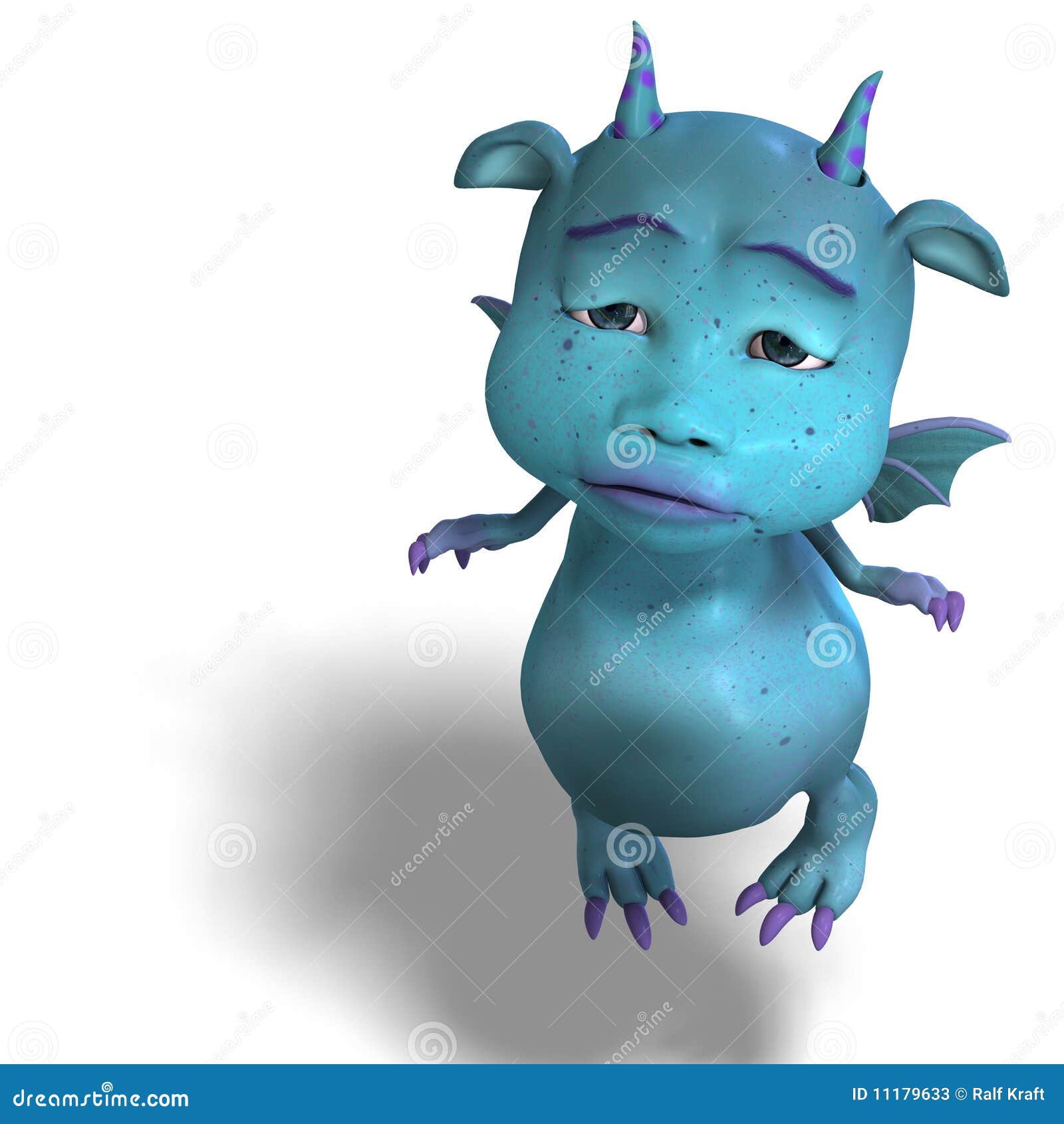 Little Blue Cute Toon Dragon Devil Stock Illustration - Illustration of ...