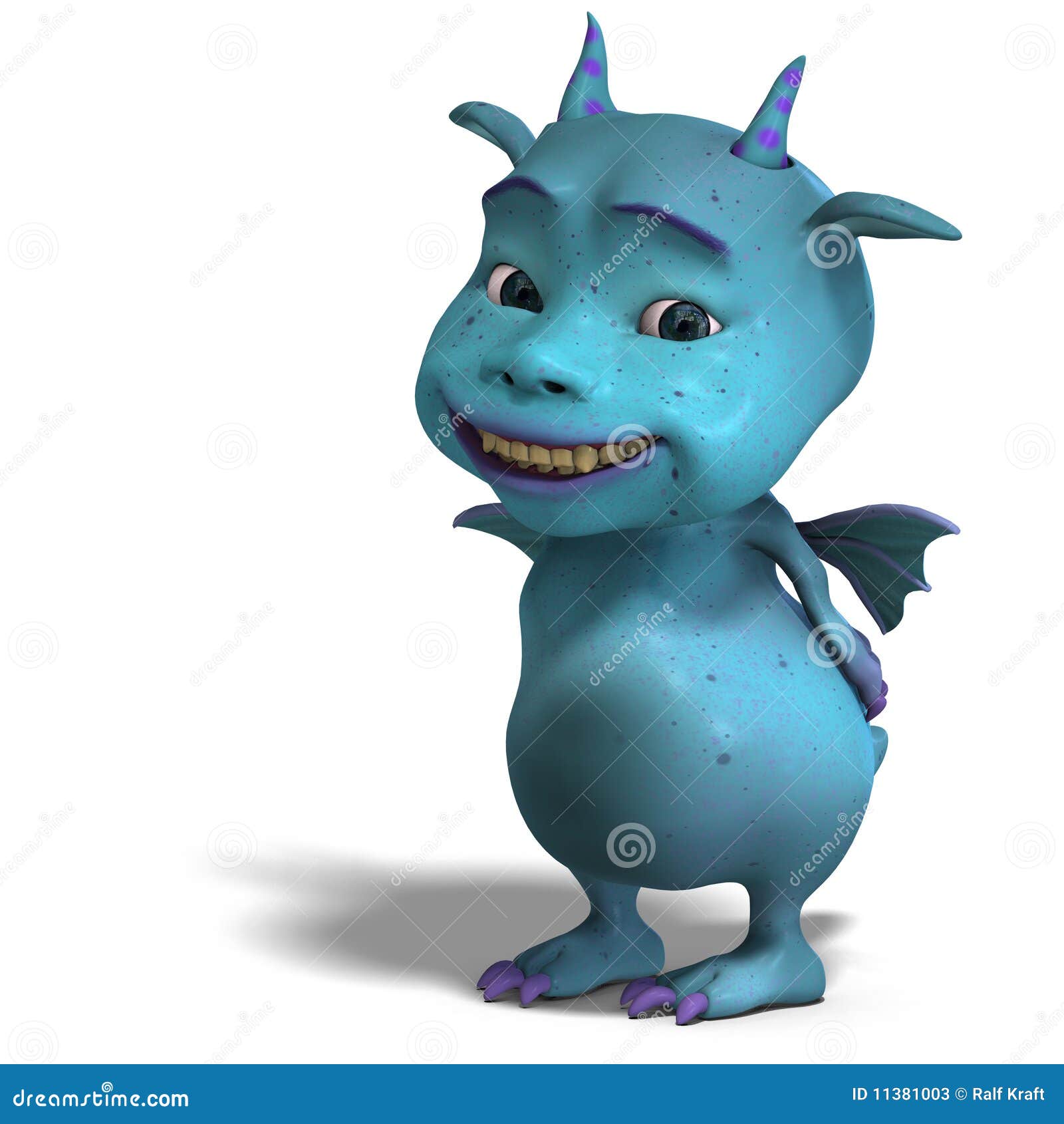 Little Blue Cute Toon Dragon Devil Stock Illustration - Illustration of ...