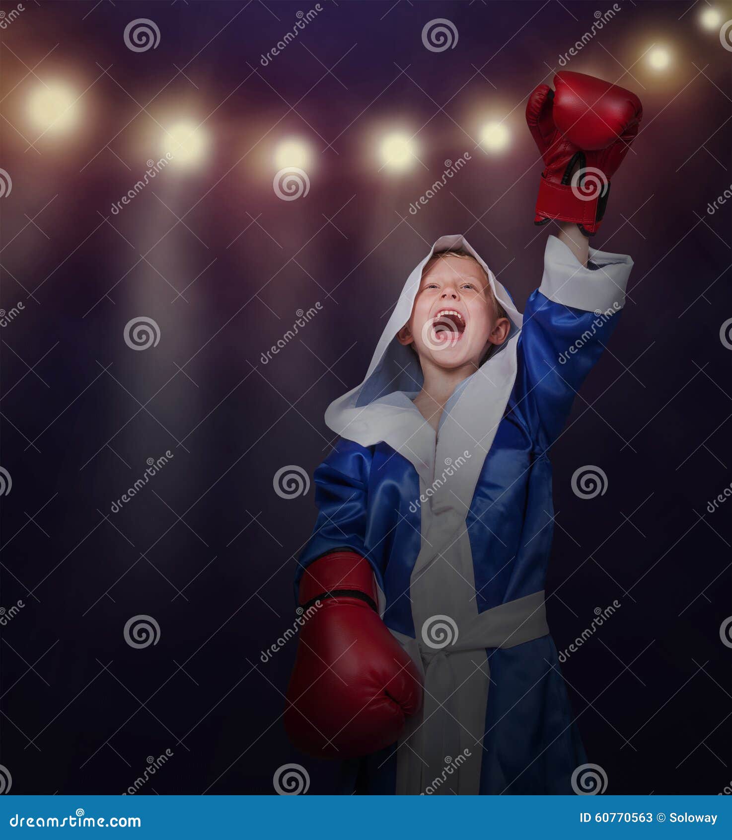Little Boxer Triumph His Victory Stock Image - Image of competition ...