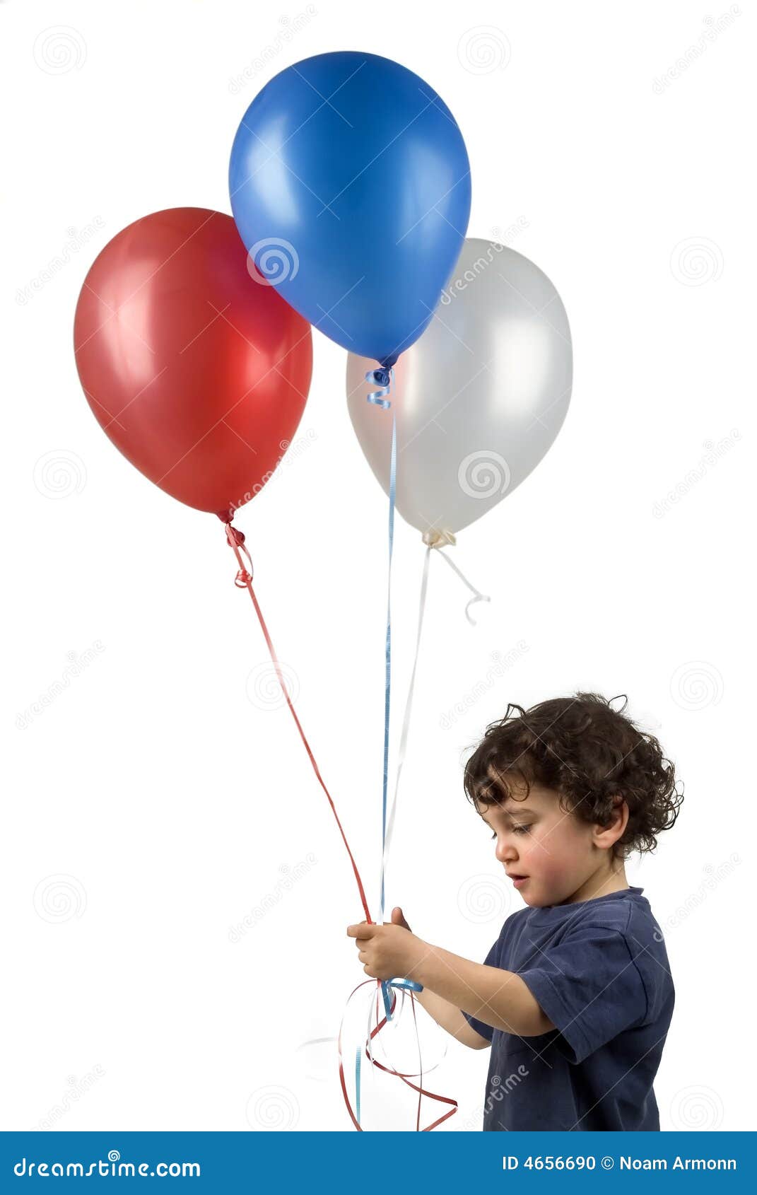 Little boy 3 balloons stock photo. Image of blue, happiness - 4656690