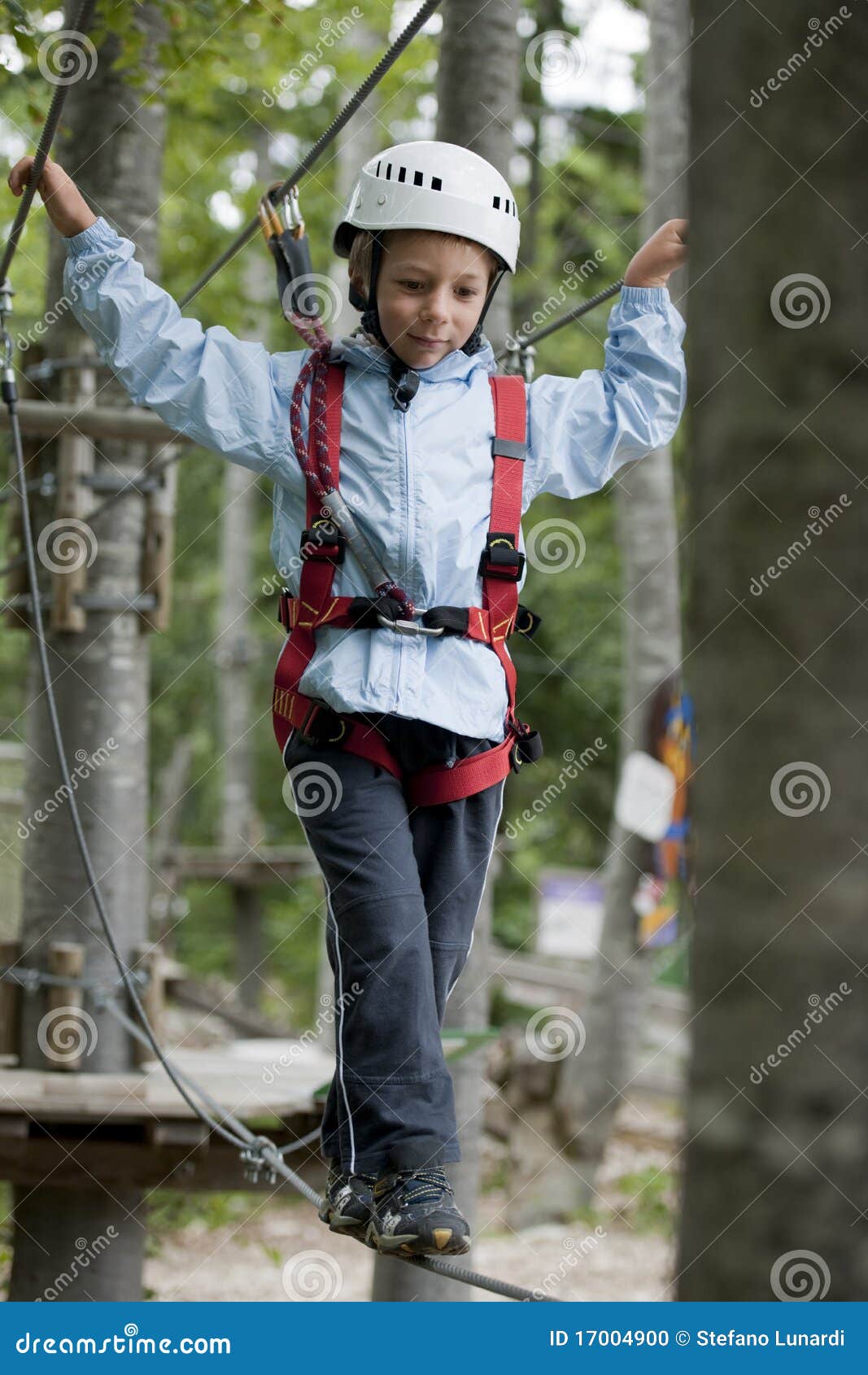 Little Boy in Adventure Park Stock Photo - Image of concentration ...
