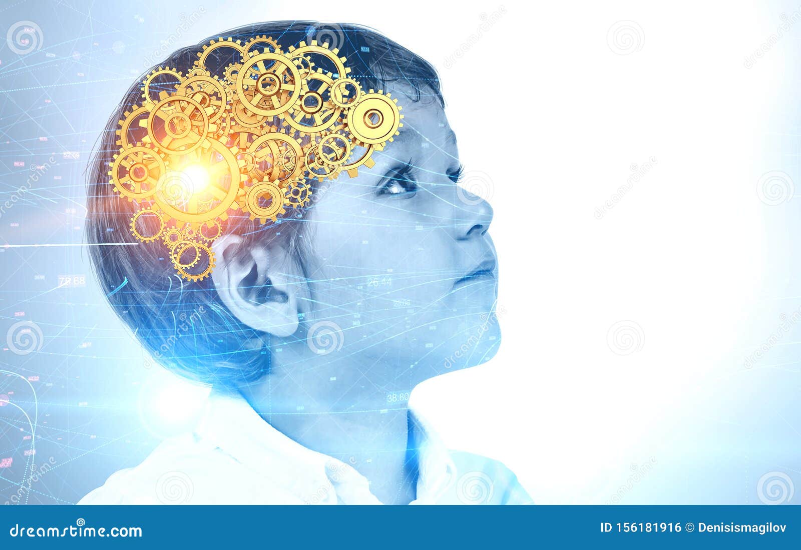 Little Boy, AI Brain and Thinking Concept Stock Photo - Image of head ...