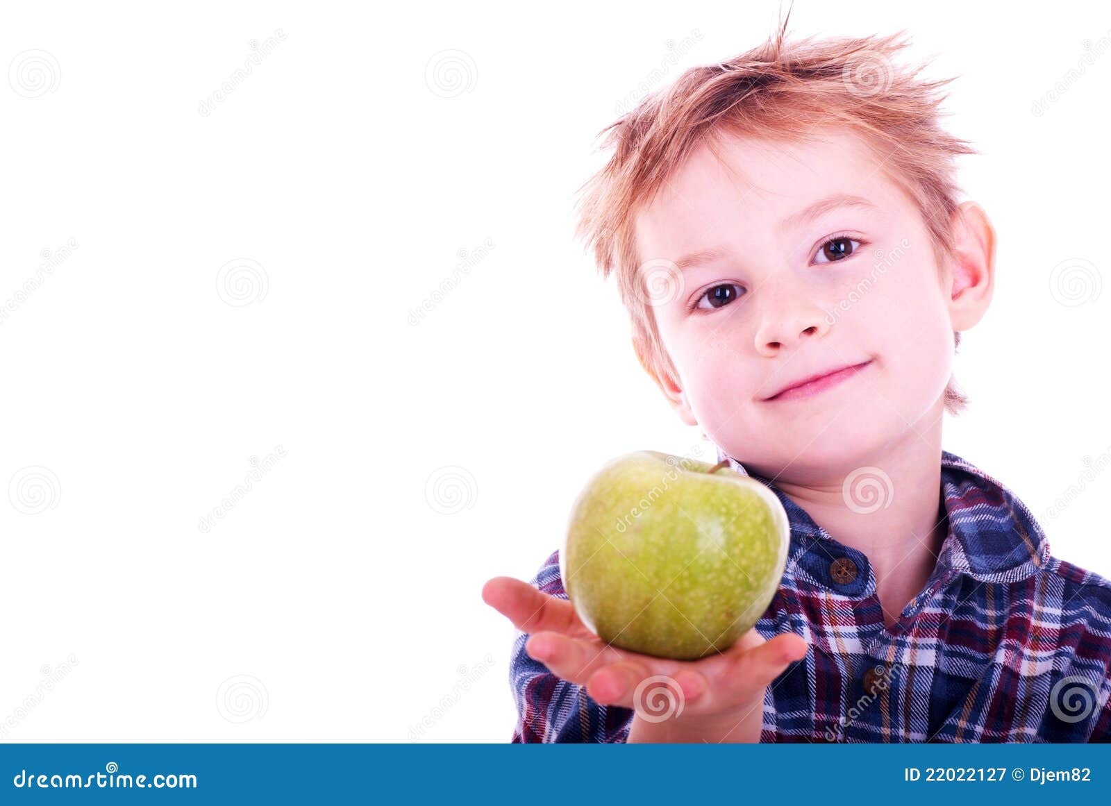 Little boy with apple. stock image. Image of expression - 22022127