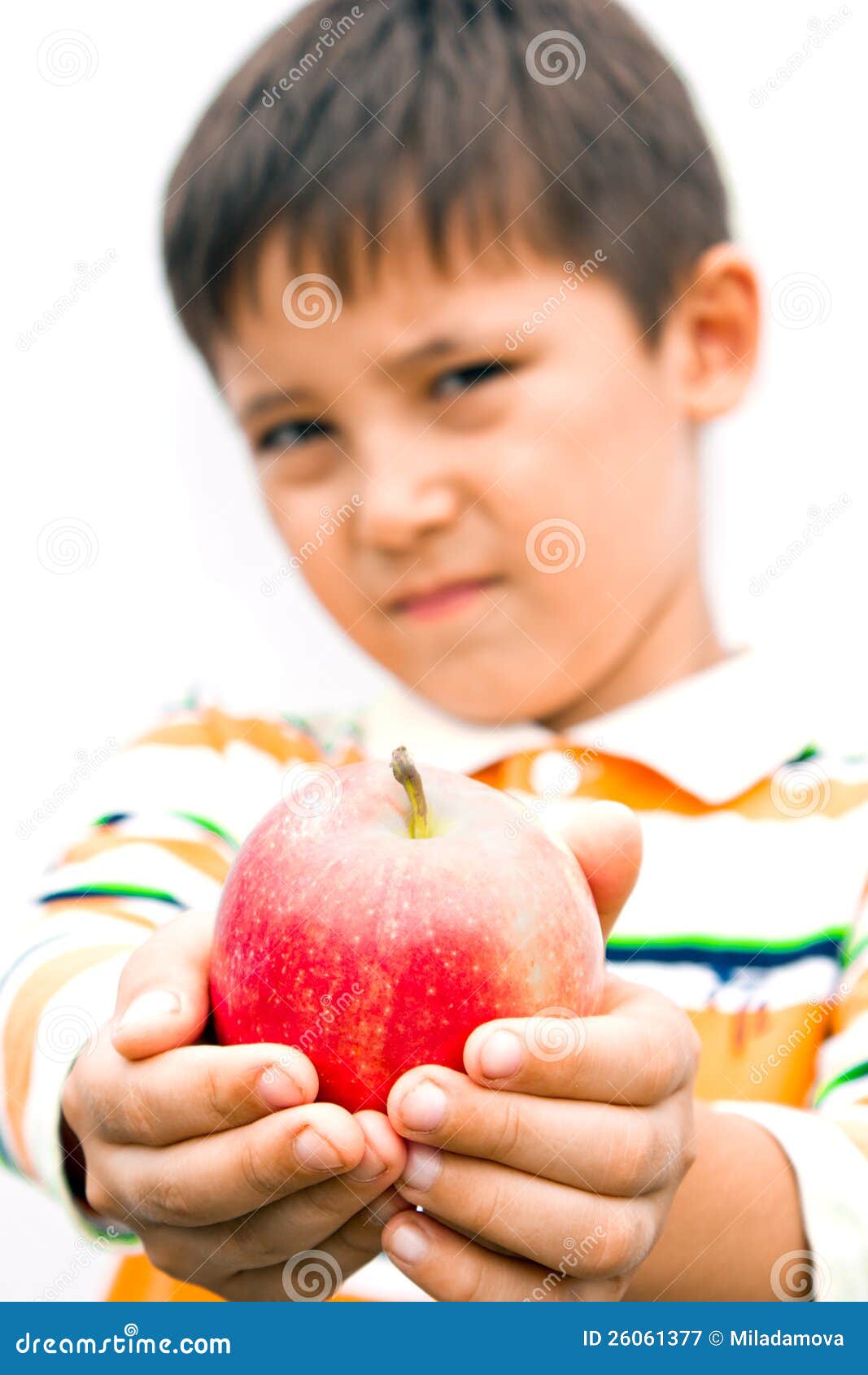 A little boy with an apple stock image. Image of little - 26061377