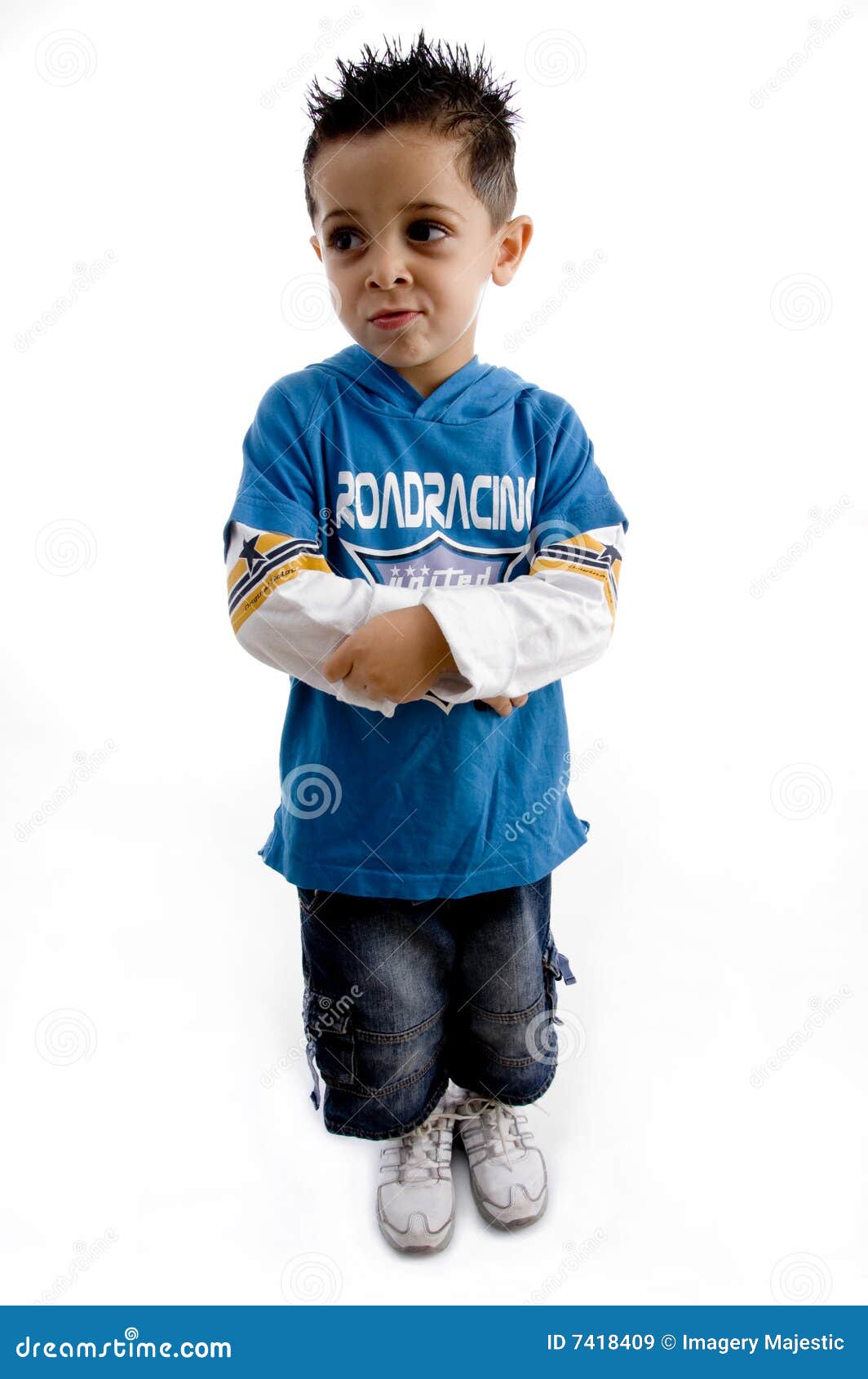 Little Boy with Arms Folded Stock Image - Image of studio, white: 7418409
