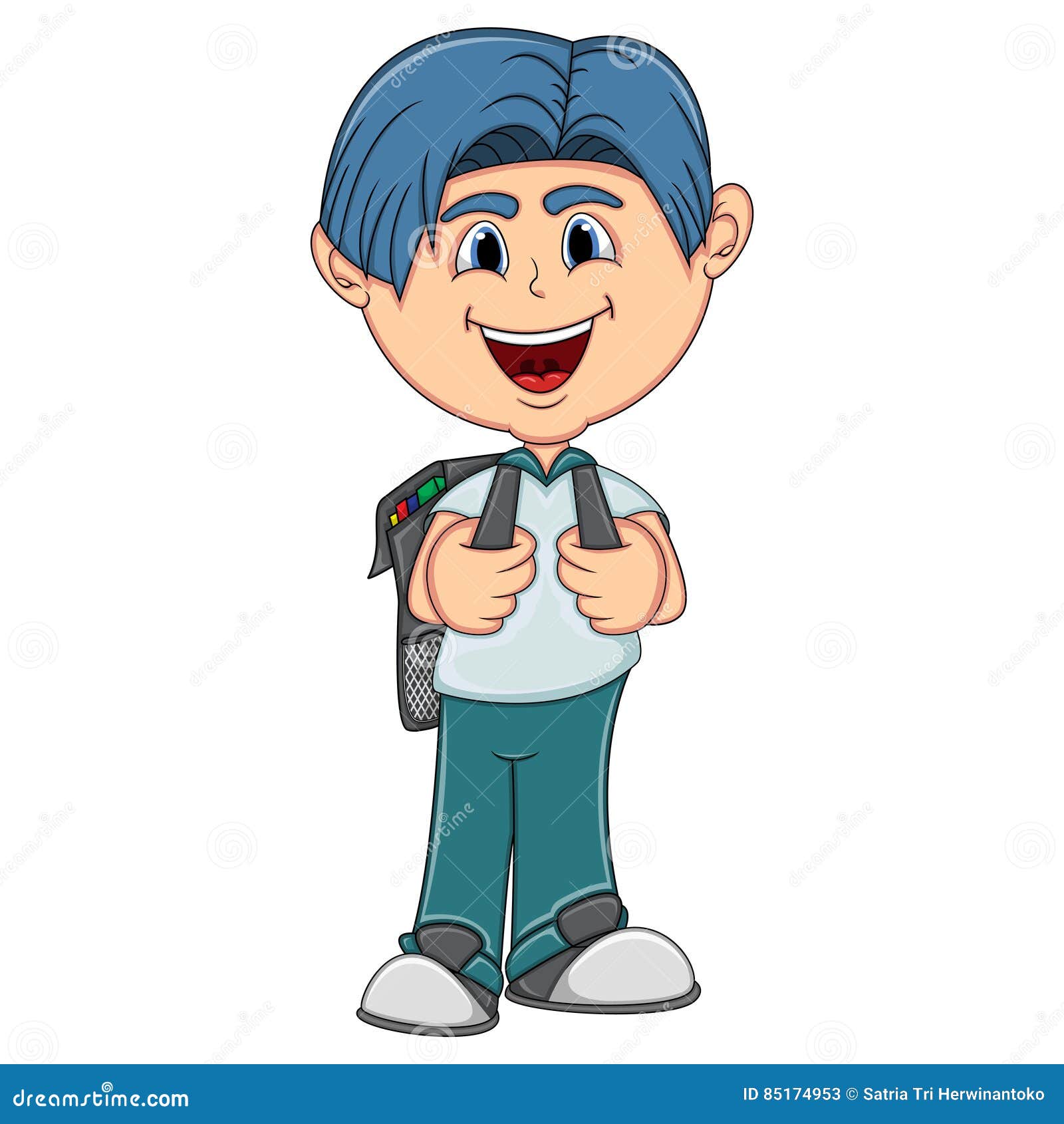 Little Boy with Backpack Cartoon Stock Vector - Illustration of child ...
