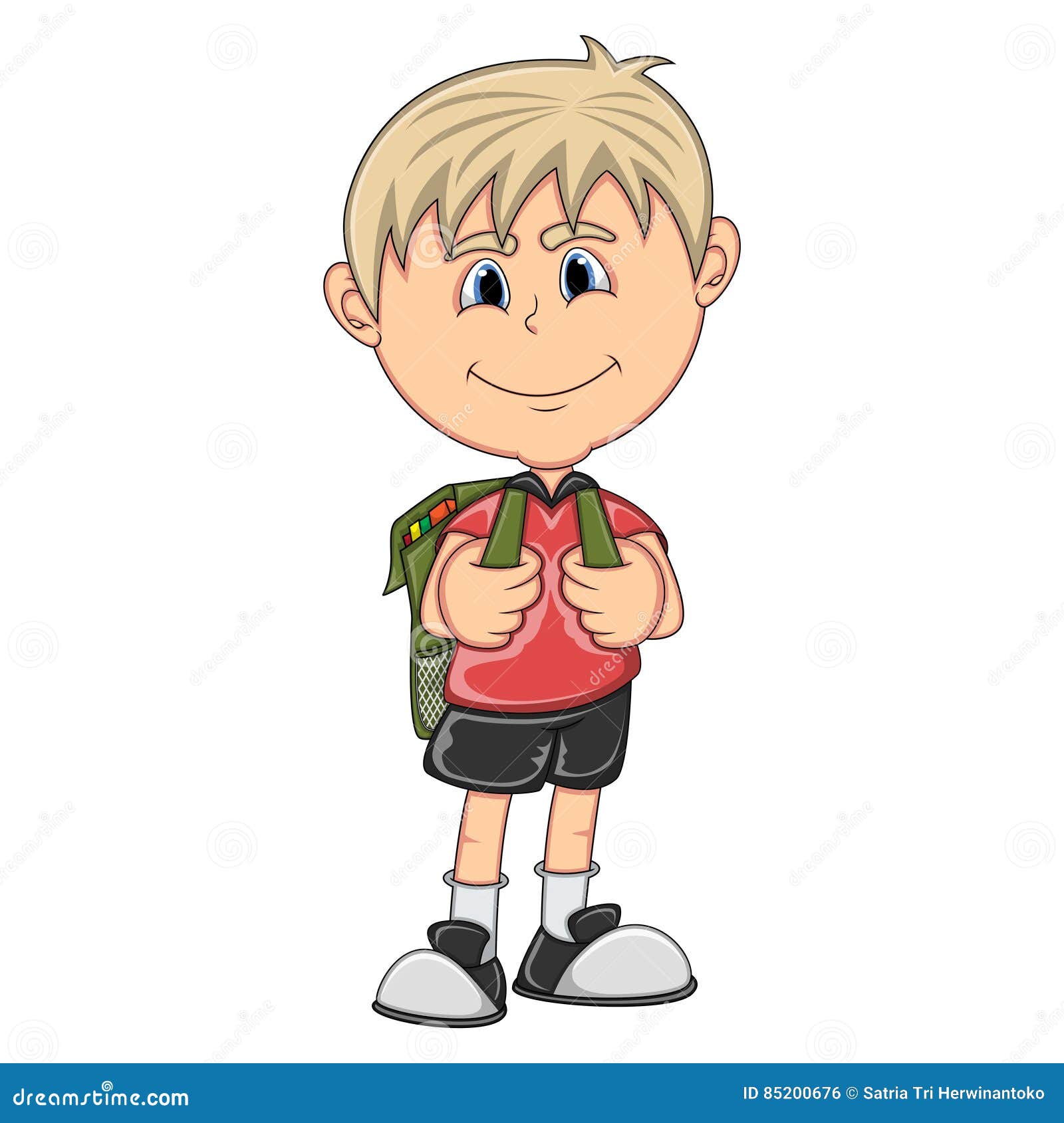 Little Boy with Backpack Cartoon Stock Vector - Illustration of ...
