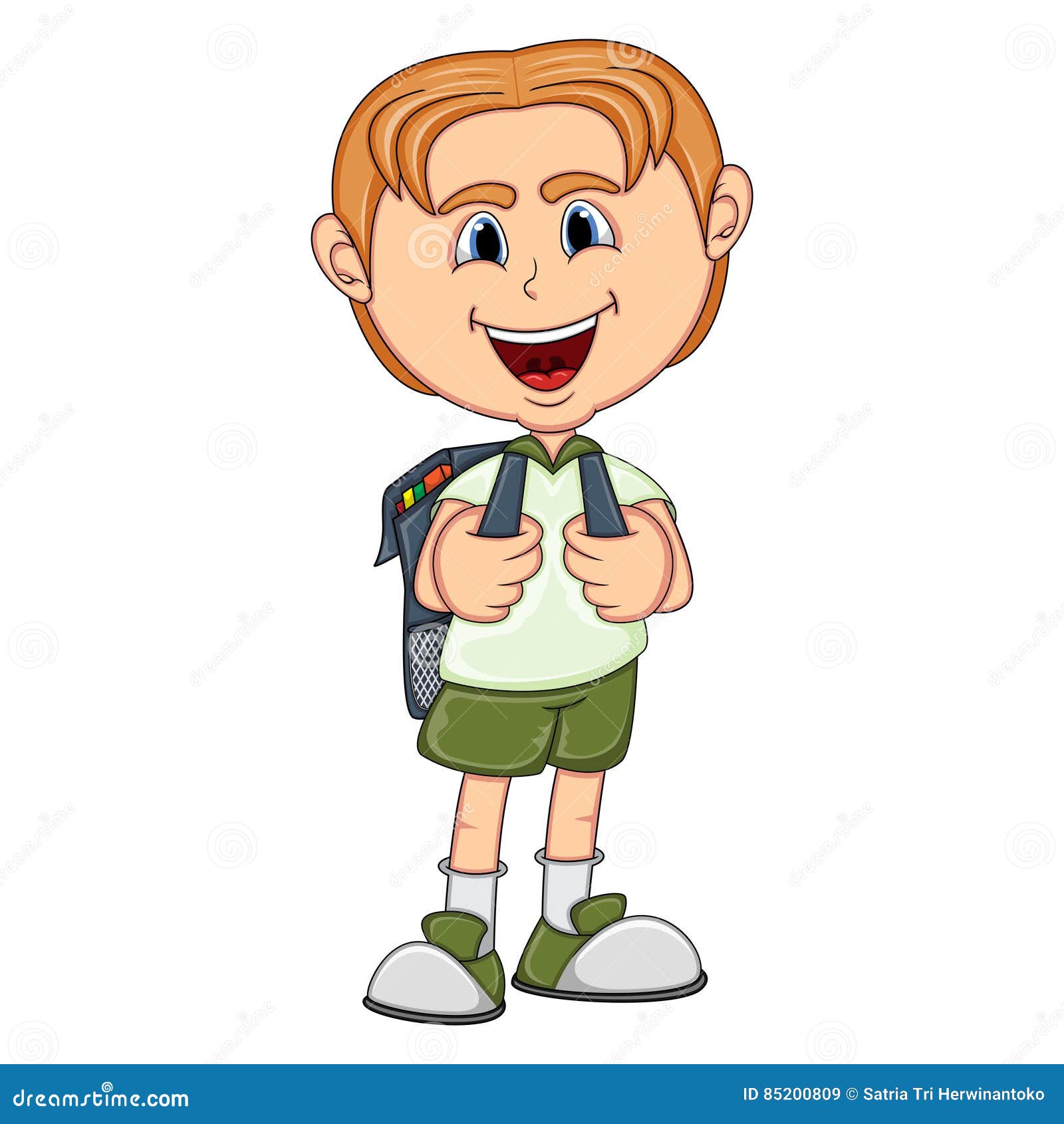 Little Boy with Backpack Cartoon Stock Vector - Illustration of ...