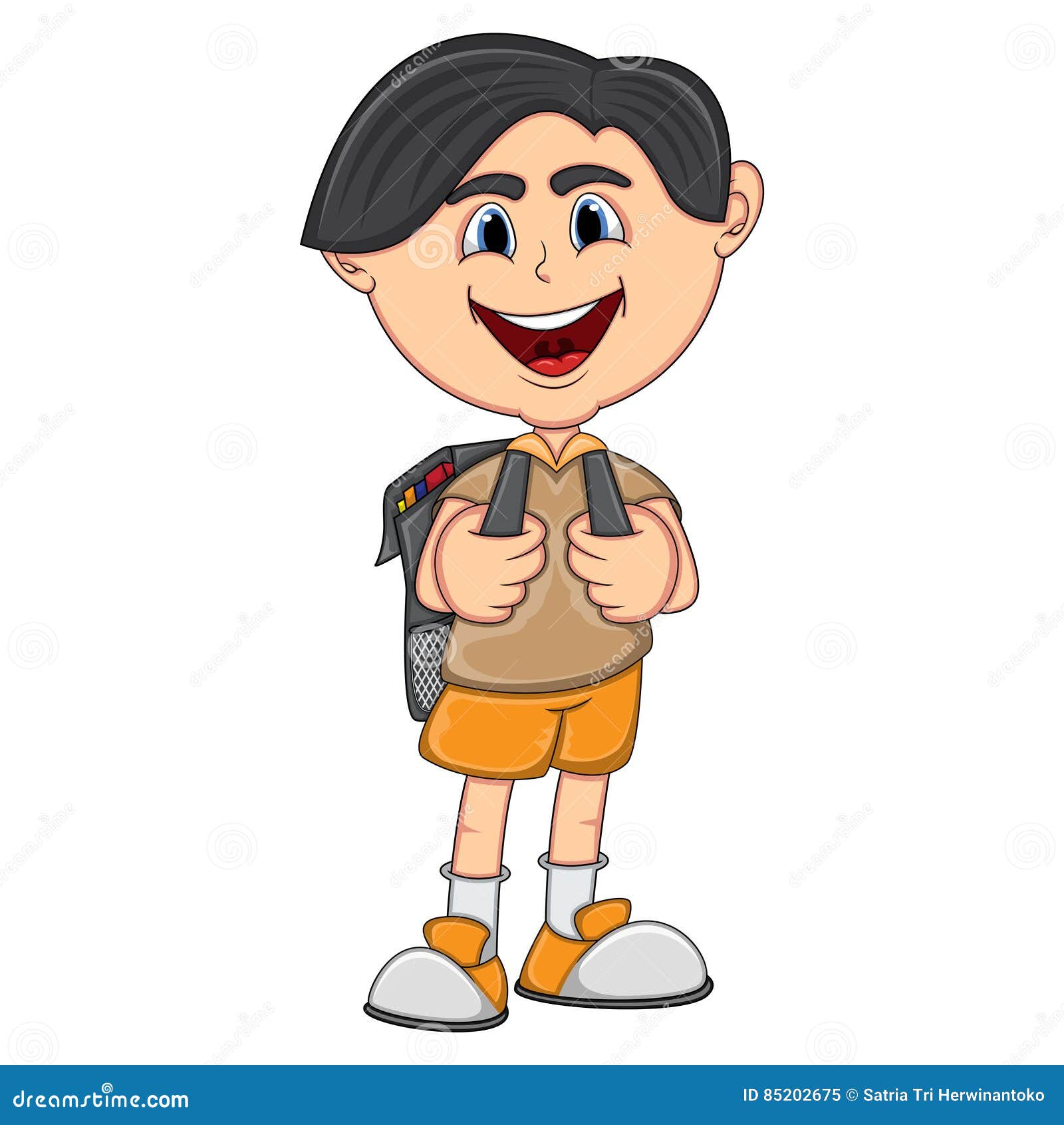 Little Boy with Backpack Cartoon Stock Vector - Illustration of ...