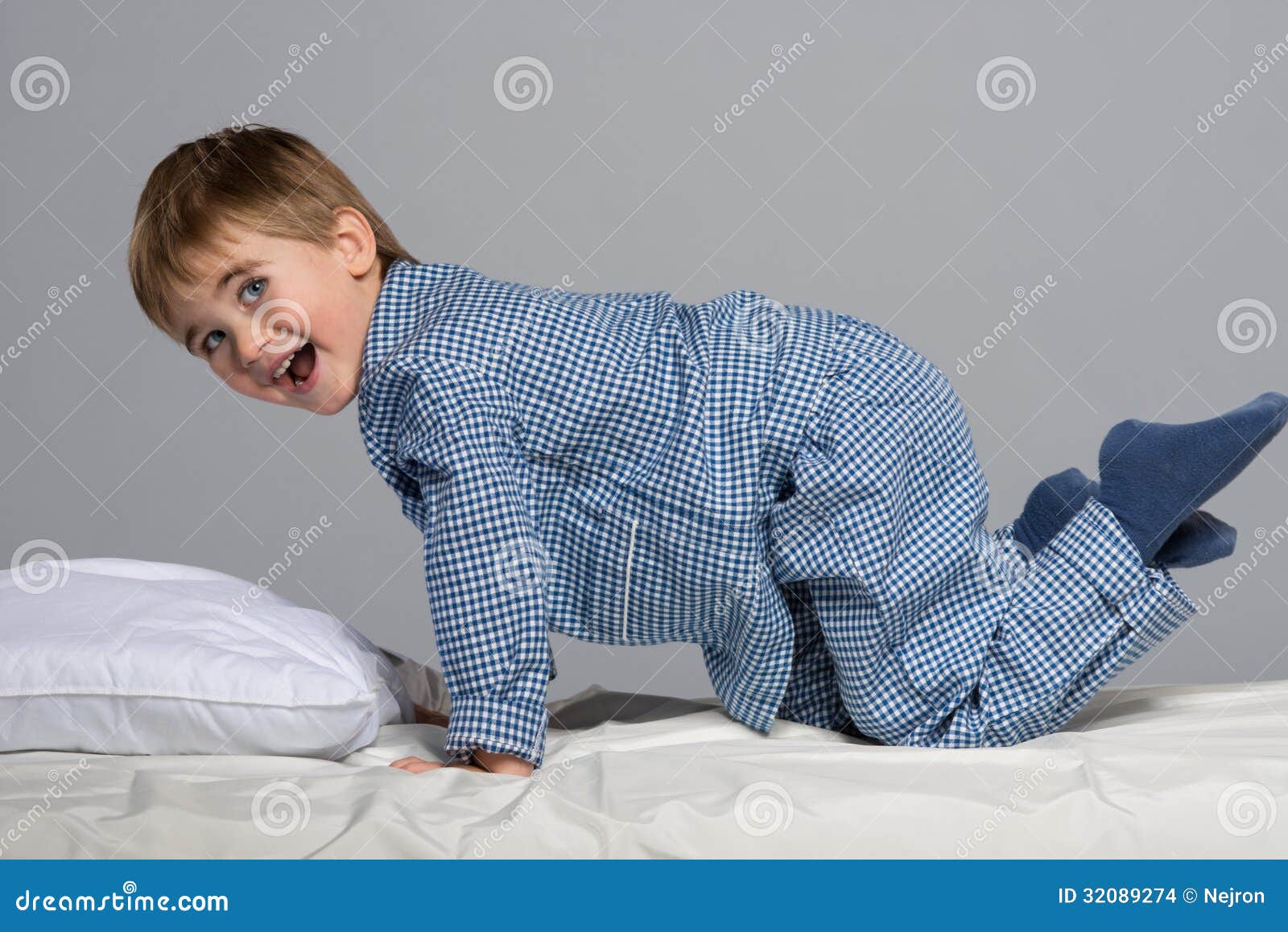 Little boy in bed stock photo. Image of blue, childhood - 32089274