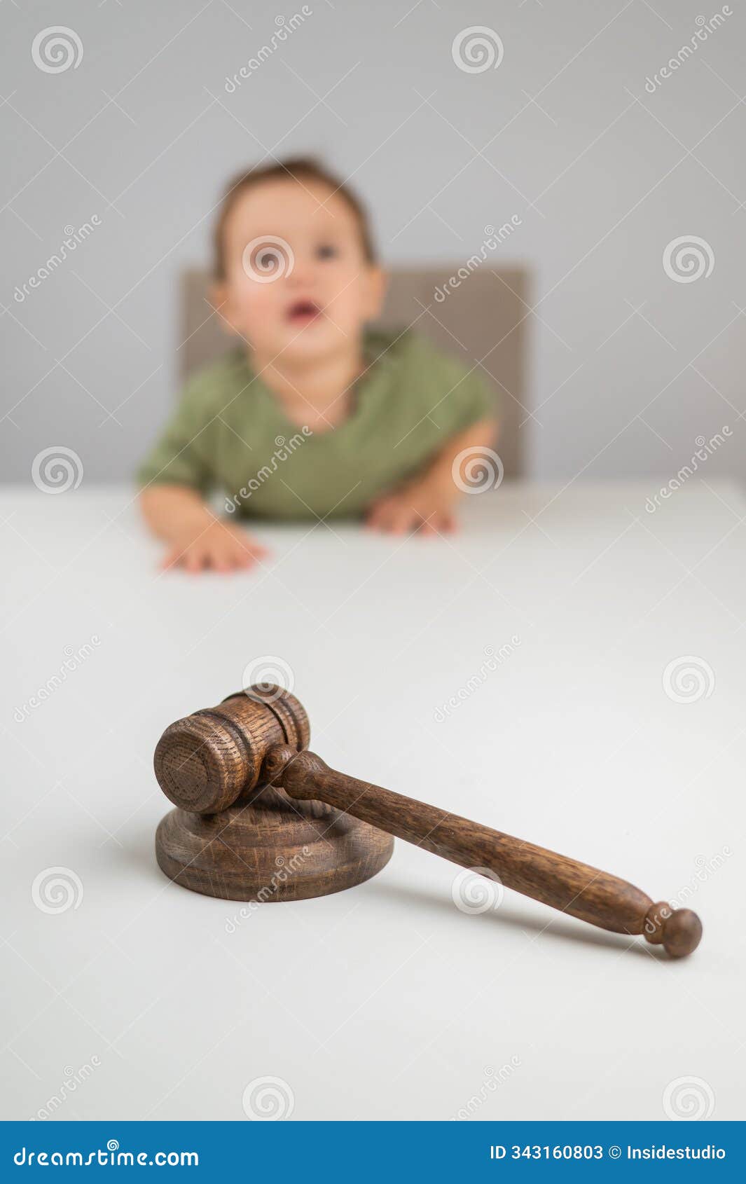 Little Boy Behind Judge S Gavel. Stock Image - Image of family ...