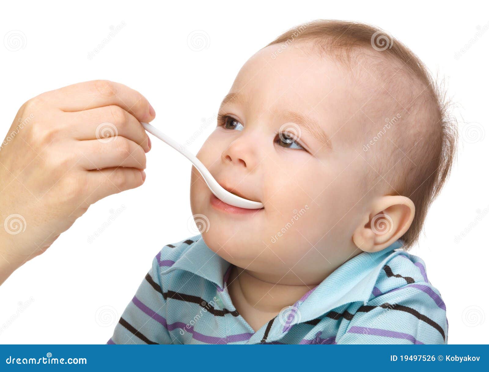 Little Boy is Being Feed by His Mother Stock Photo - Image of hungry ...