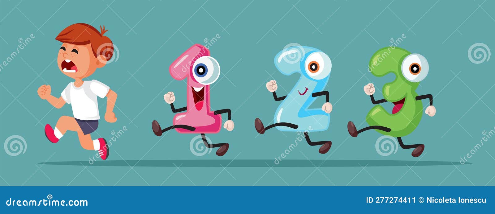 Scared Student Running from Math Subject Vector Cartoon Illustration ...