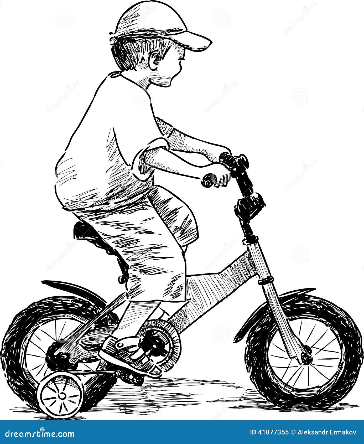 Little boy on a bike stock vector. Illustration of activity - 41877355