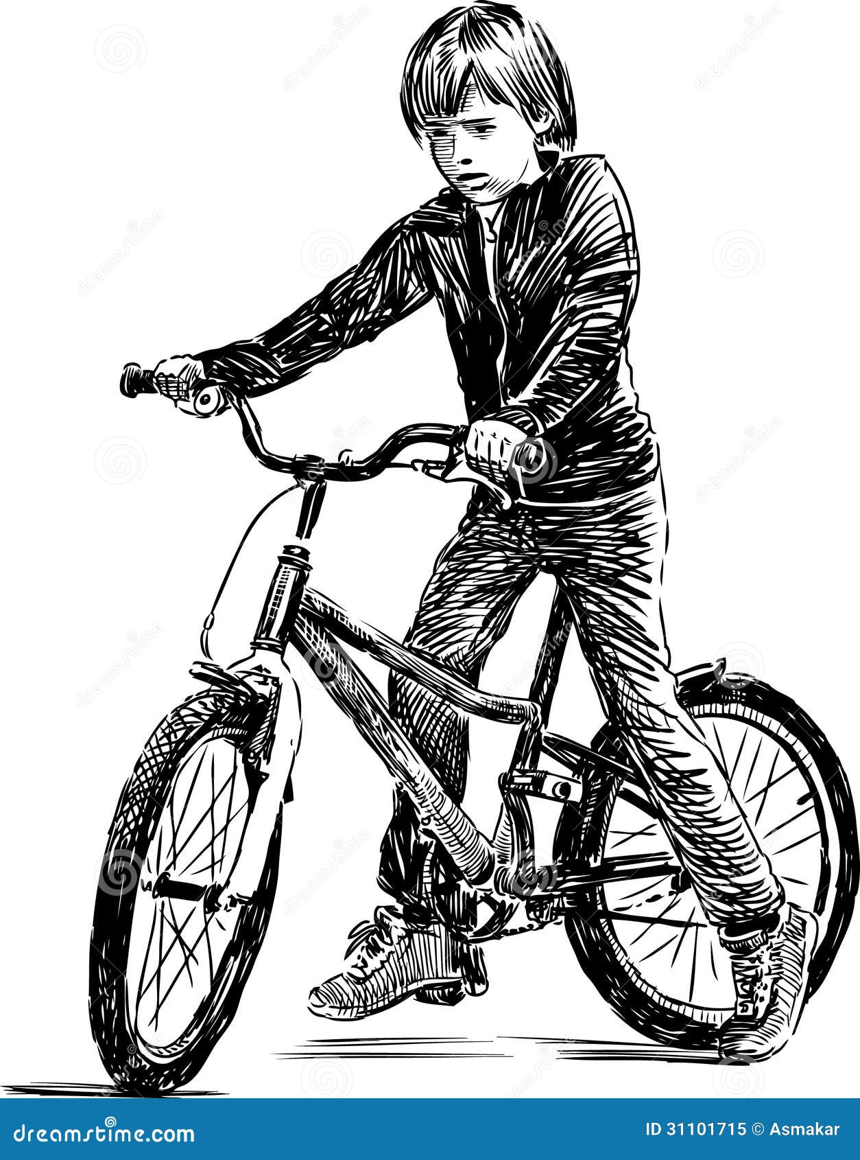Little boy on a bike stock vector. Illustration of leisure - 31101715
