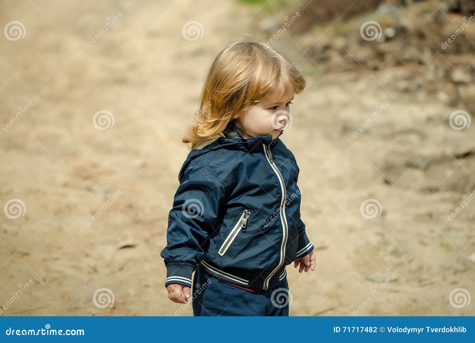 Little boy in blue jacket stock photo. Image of small - 71717482