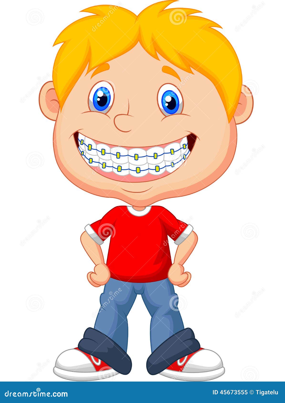 Little Boy With Brackets Cartoon Vector | CartoonDealer.com #45673555