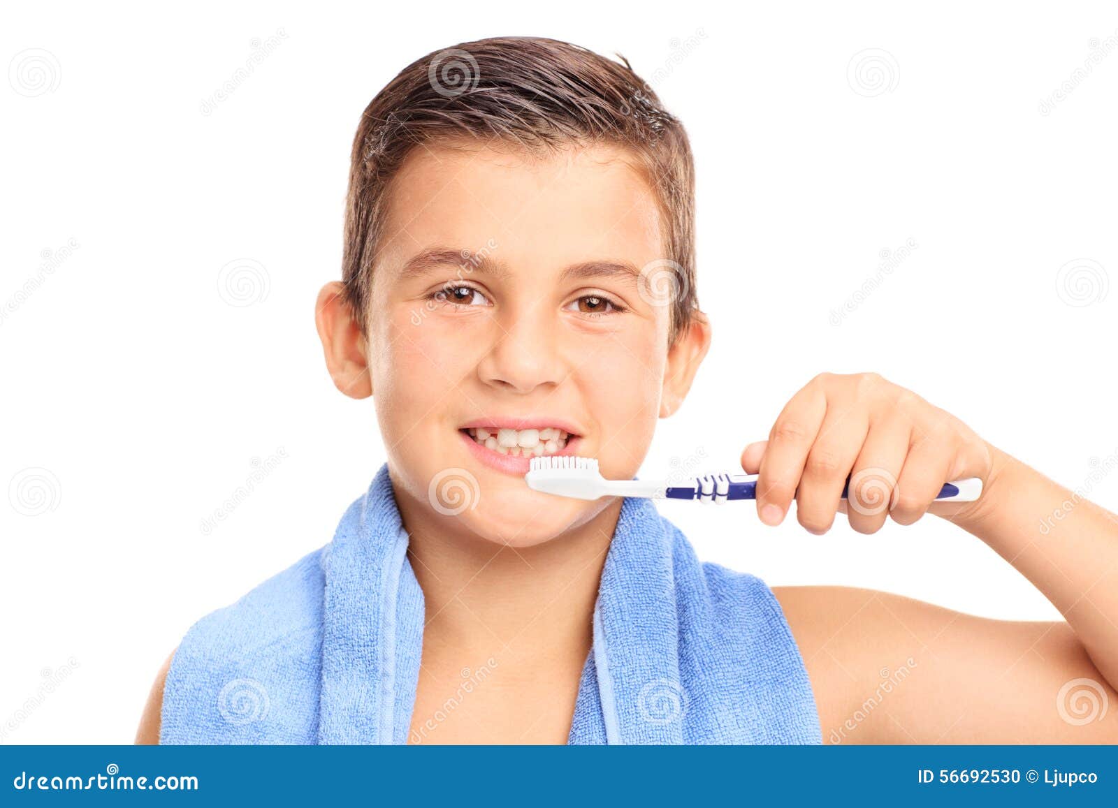 Little Boy Brushing His Teeth with a Toothbrush Stock Photo - Image of ...