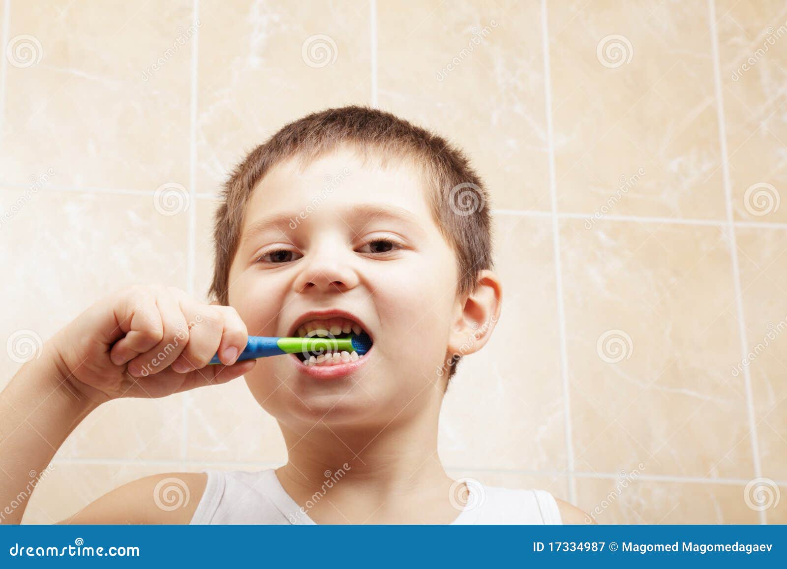Little boy brushing teeth stock image. Image of toothbrush - 17334987