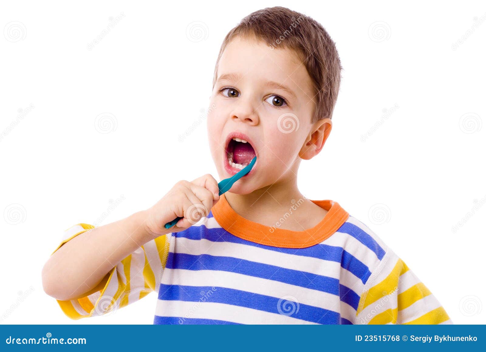 Little boy brushing teeth stock photo. Image of hand - 23515768