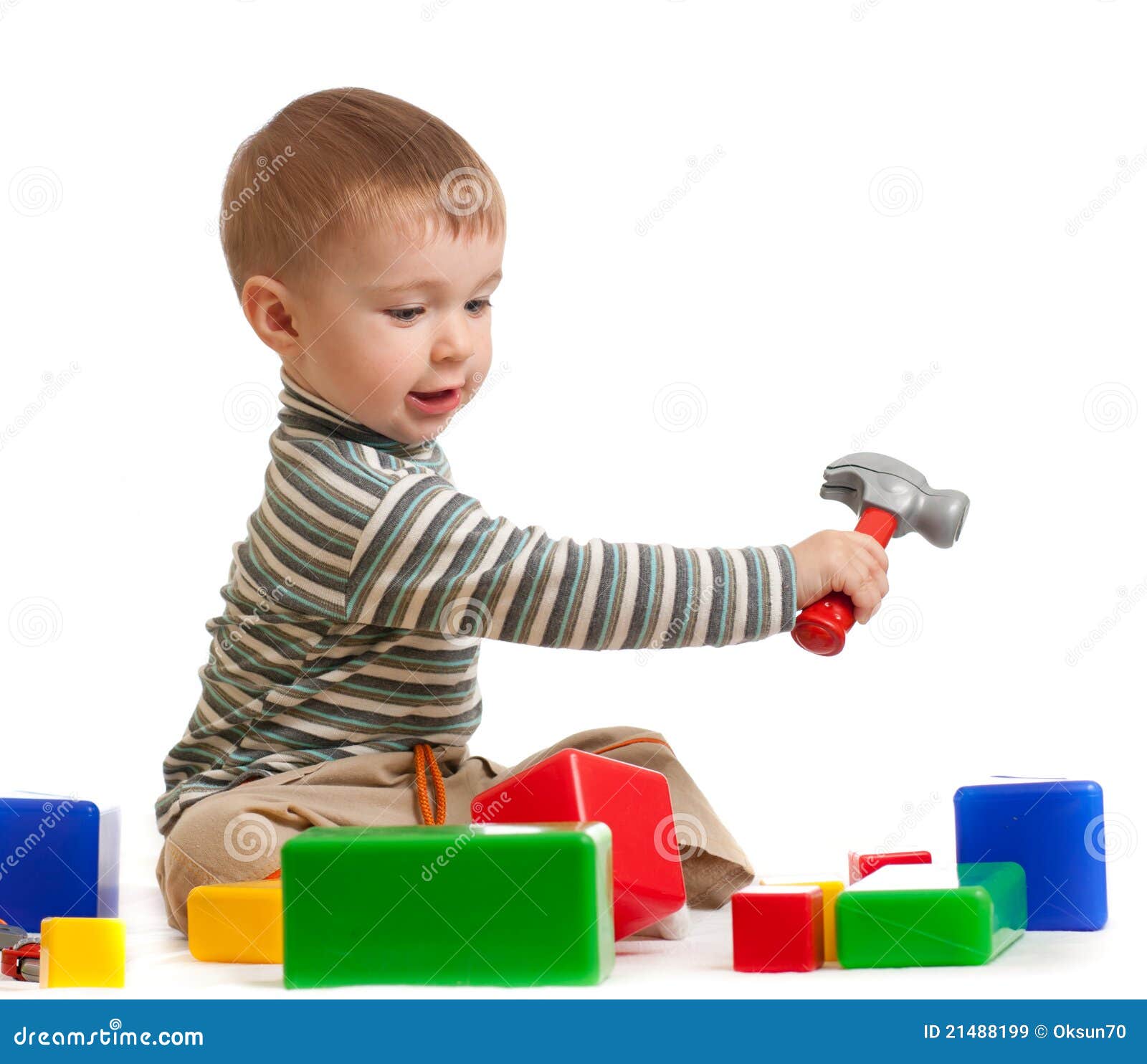 Little Boy with Building Blocks Stock Image - Image of childhood ...