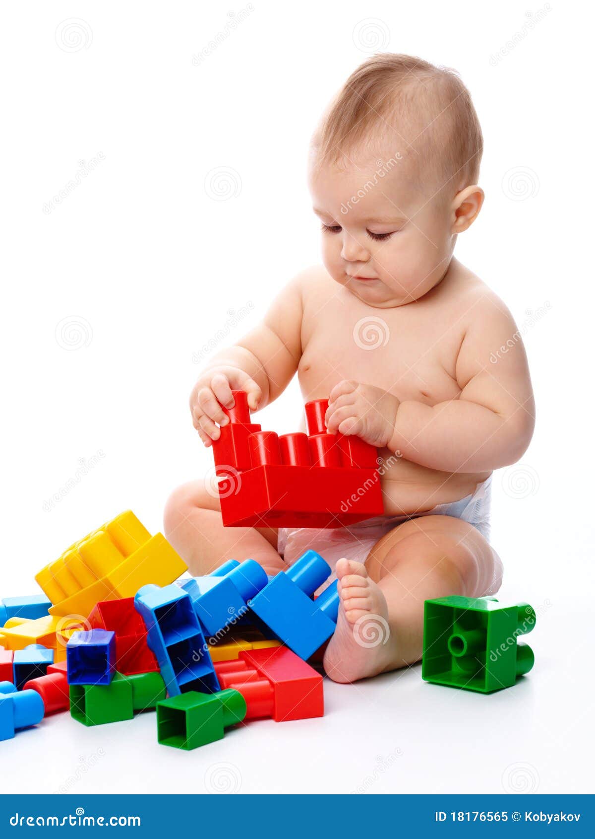 Little Boy with Building Bricks Stock Image - Image of positive, little ...