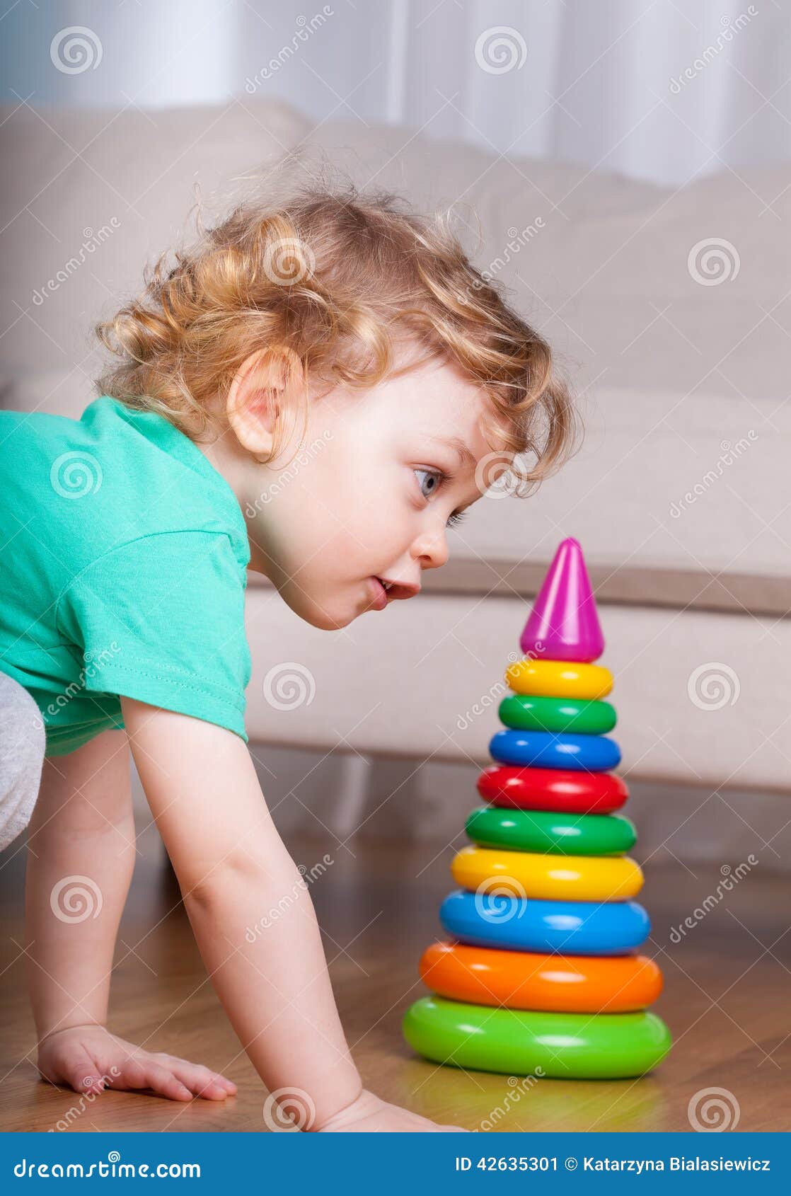 Little Boy Building Plastic Tower Stock Image - Image of build, playing ...