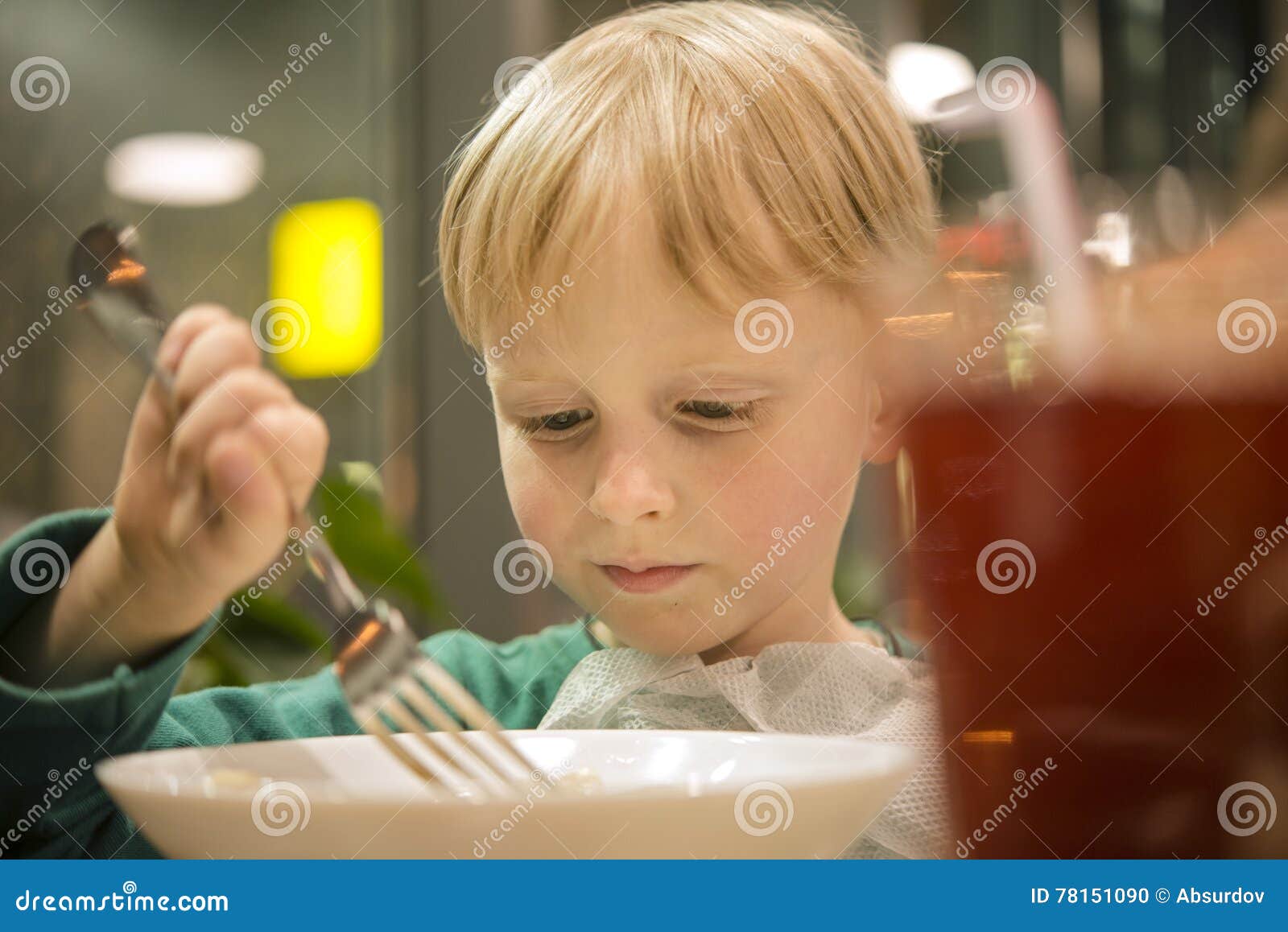 Little Boy in a Cafe Eating Dumplings Stock Photo - Image of eats ...