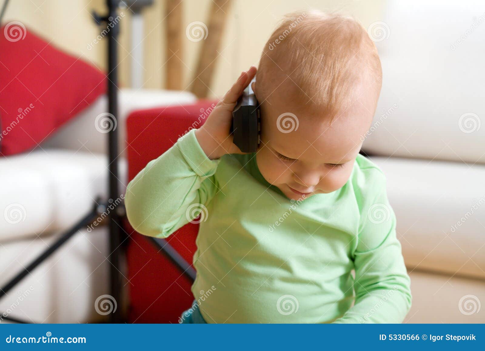 Little Boy Call by Wireless Phone at Home Stock Photo - Image of phone ...