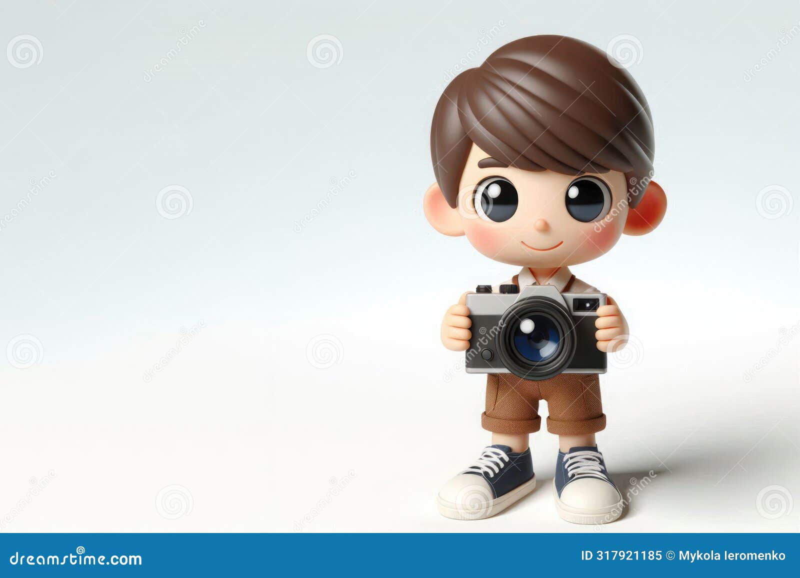 Little Boy with a Camera. Space for Text. Stock Image - Image of happy ...