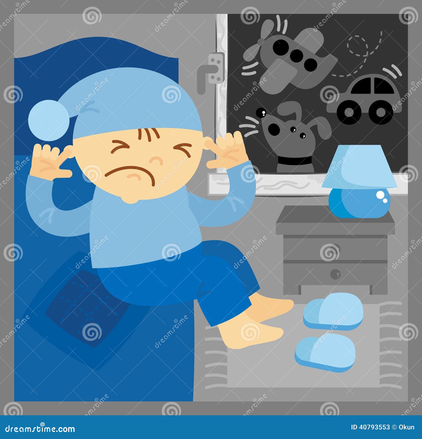 Little boy can not sleep stock vector. Illustration of table - 40793553