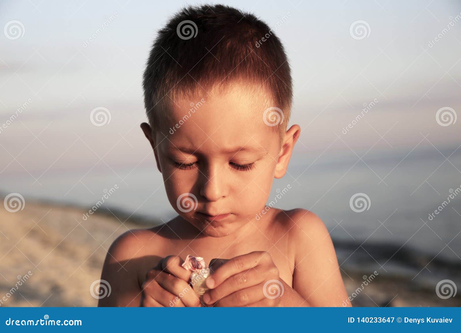 Little Boy with Candy on the Sea Stock Image - Image of mental, happy ...