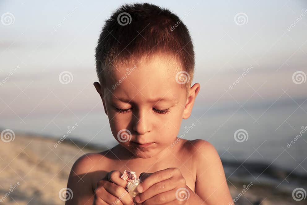 Little Boy with Candy on the Sea Stock Image - Image of mental, happy ...