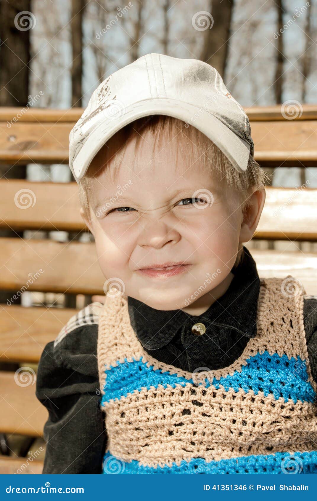 Little Boy in a Cap Outdoors Stock Photo - Image of handsome, cheerful ...