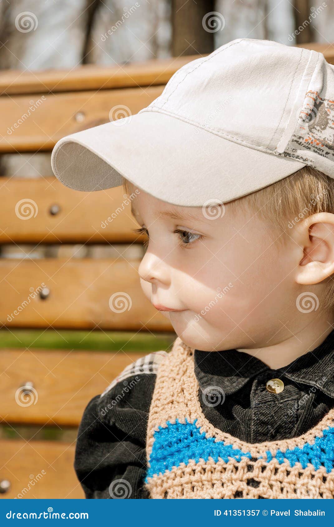 Little Boy in a Cap Outdoors Stock Image - Image of outdoors, handsome ...