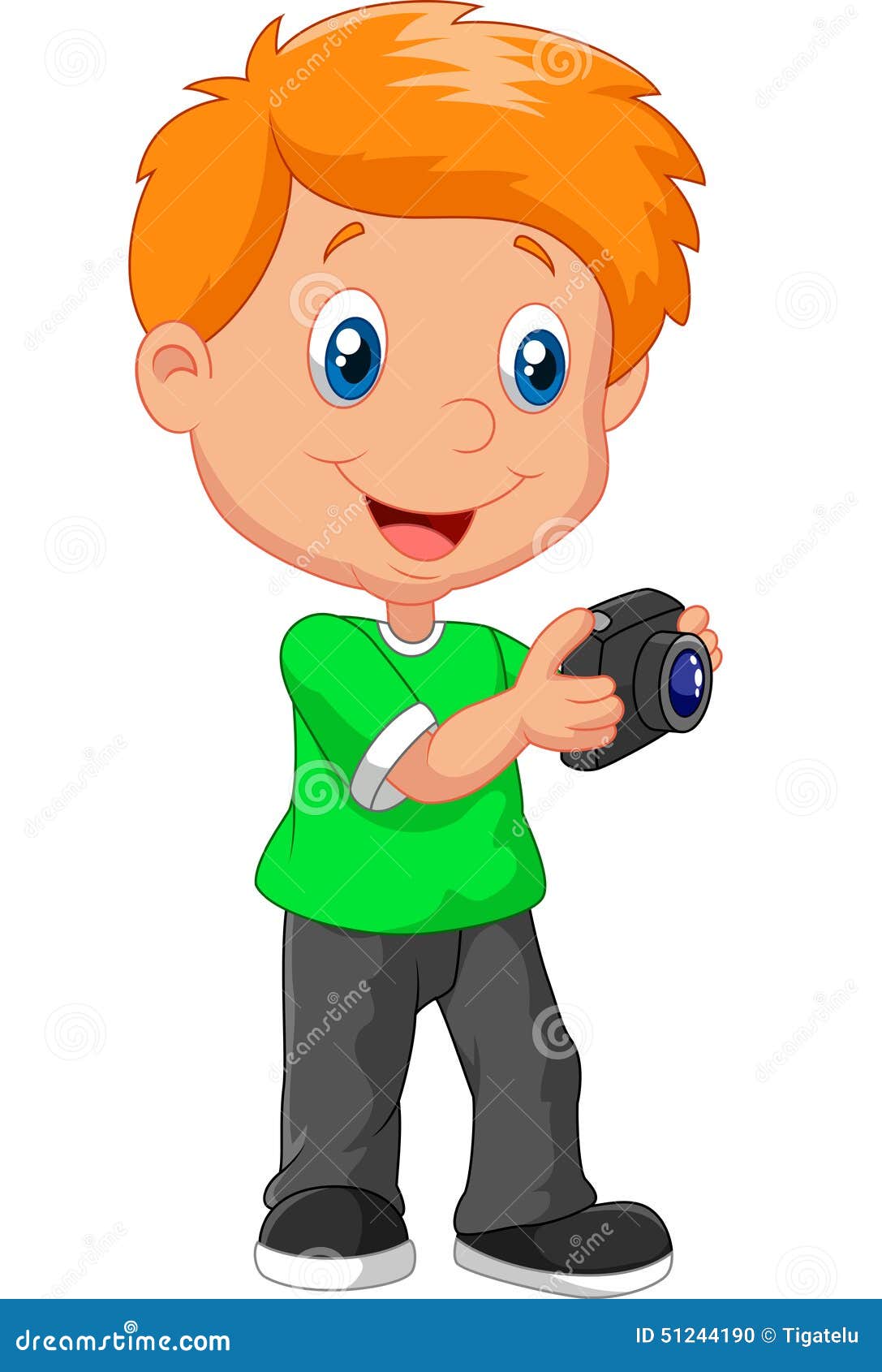 Little Boy Cartoon Holding Camera Stock Vector - Illustration of happy ...