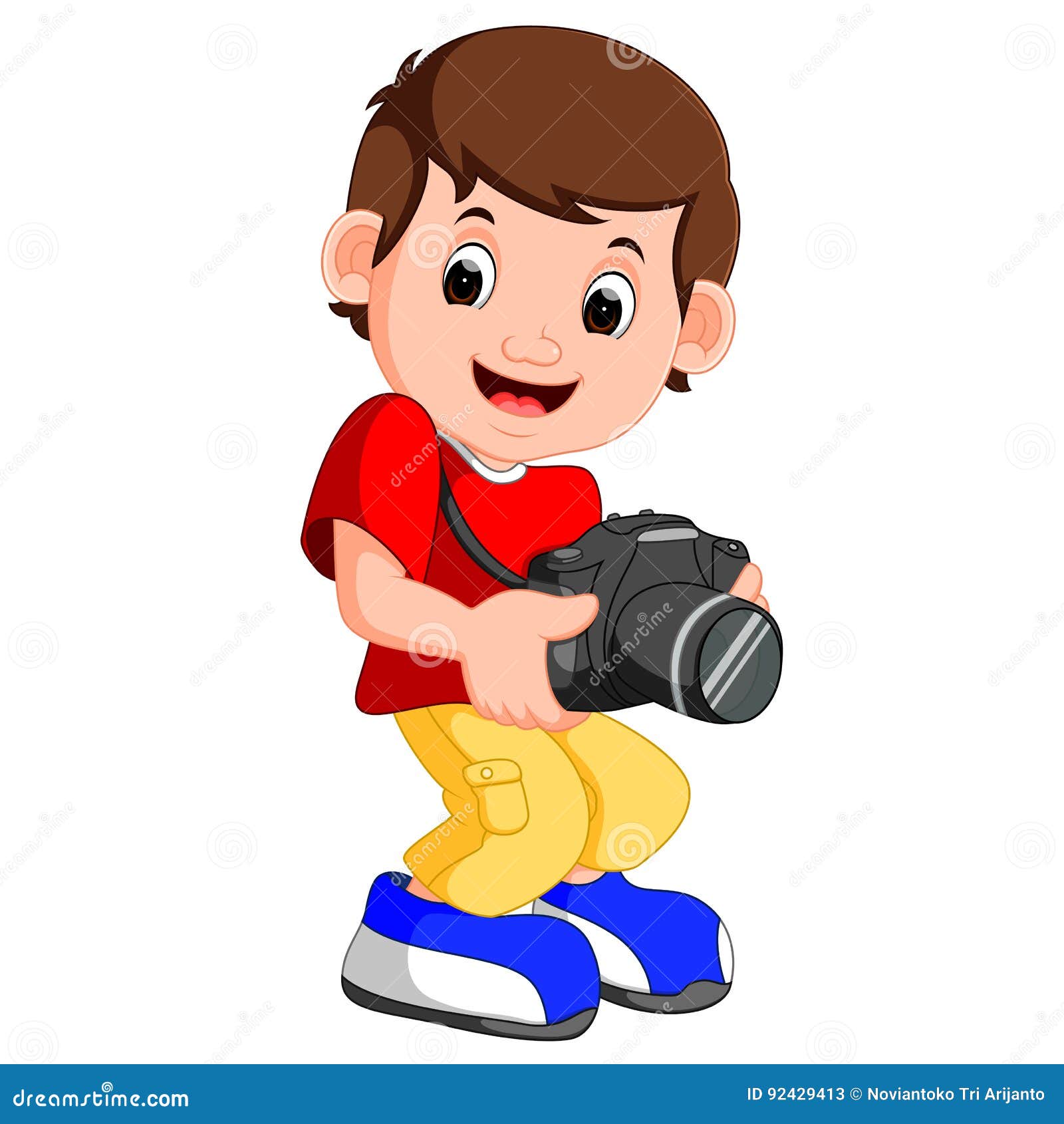 Little Boy Cartoon Holding Camera Stock Vector - Illustration of ...