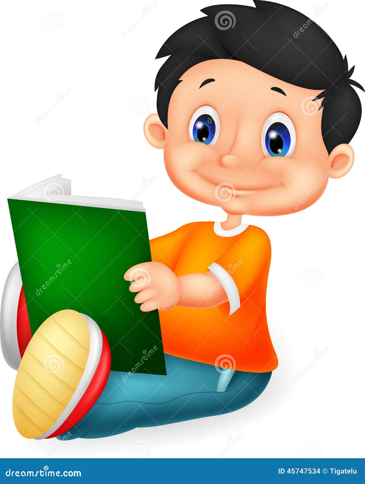Little Boy Cartoon Reading Book Stock Vector - Illustration of cartoon ...