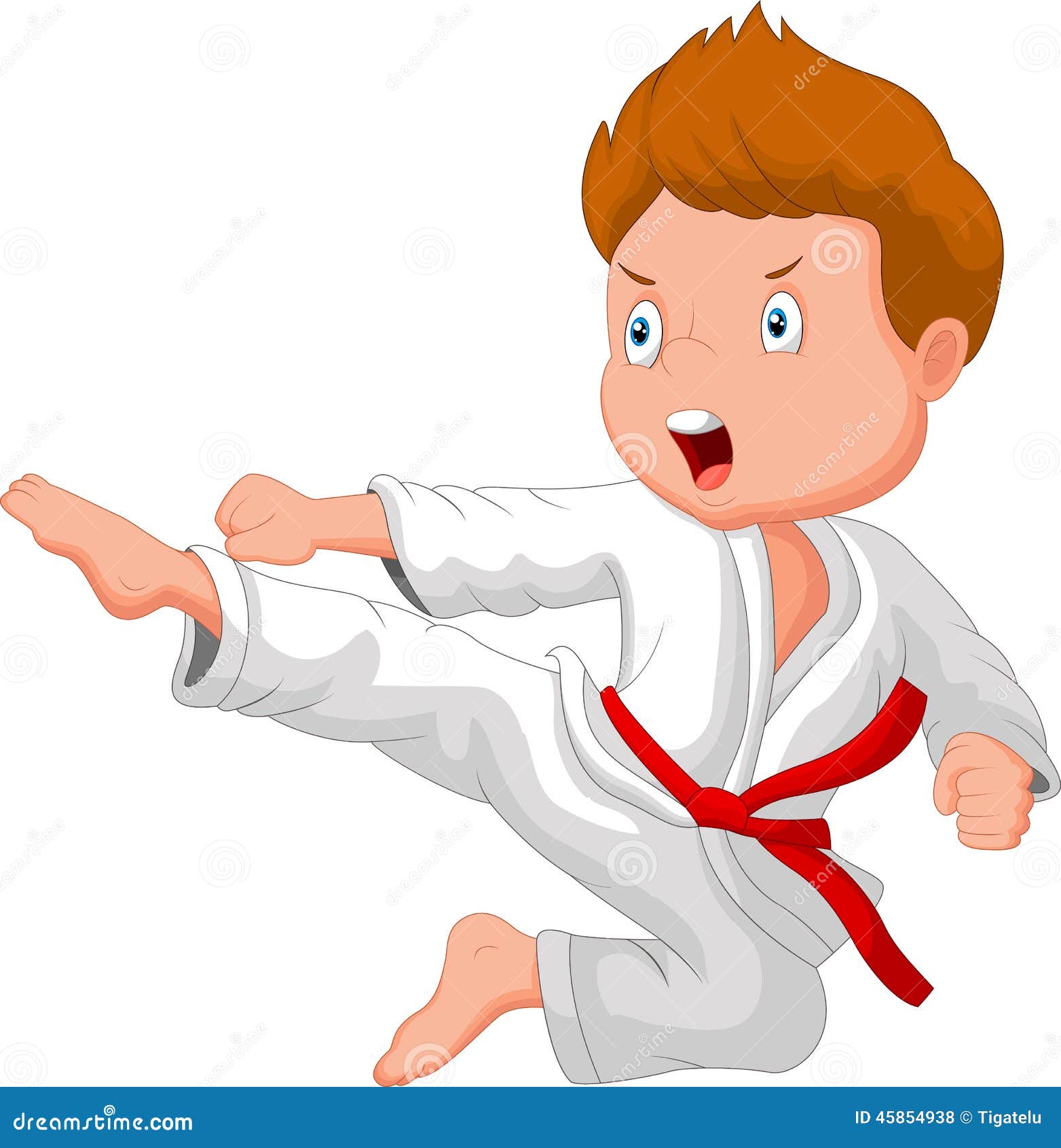 Little Boy Cartoon Training Karate Vector Illustration | CartoonDealer ...