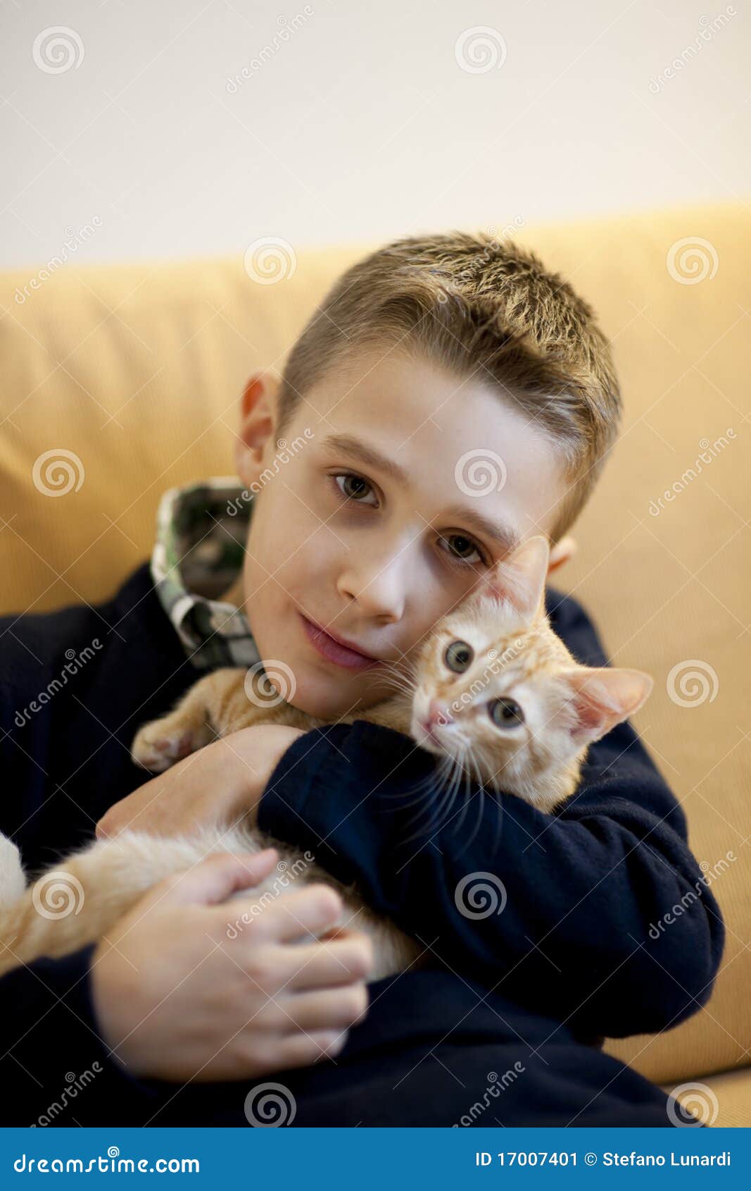 Little boy with cat stock image. Image of childhood, camera - 17007401